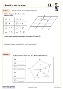 Position Vectors (A) Worksheet | Pre-Calculus PDF Worksheets