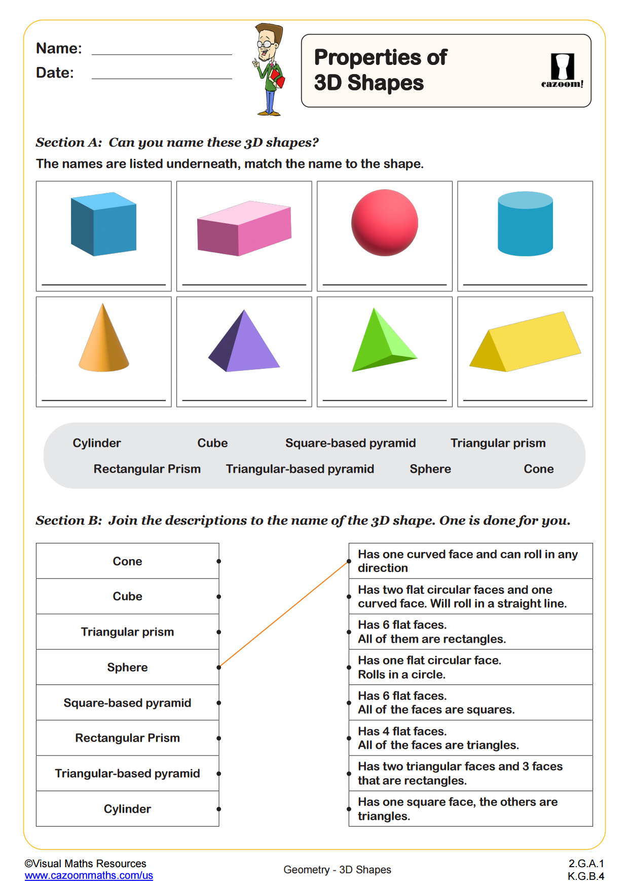 Properties of 3D Shapes Worksheet | PDF Printable Geometry Worksheets