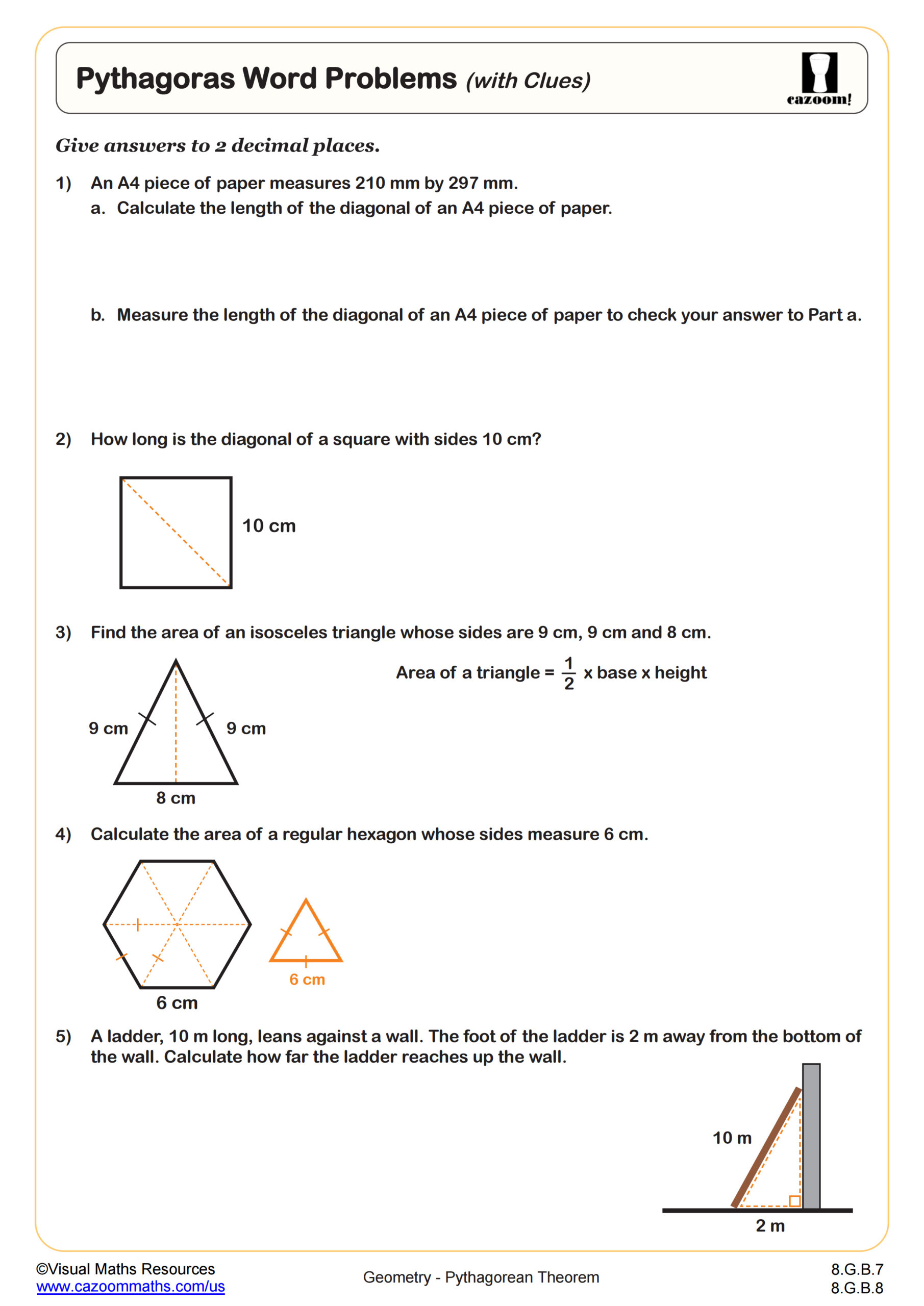 Pythagorean Theorem Word Problems 8th Grade