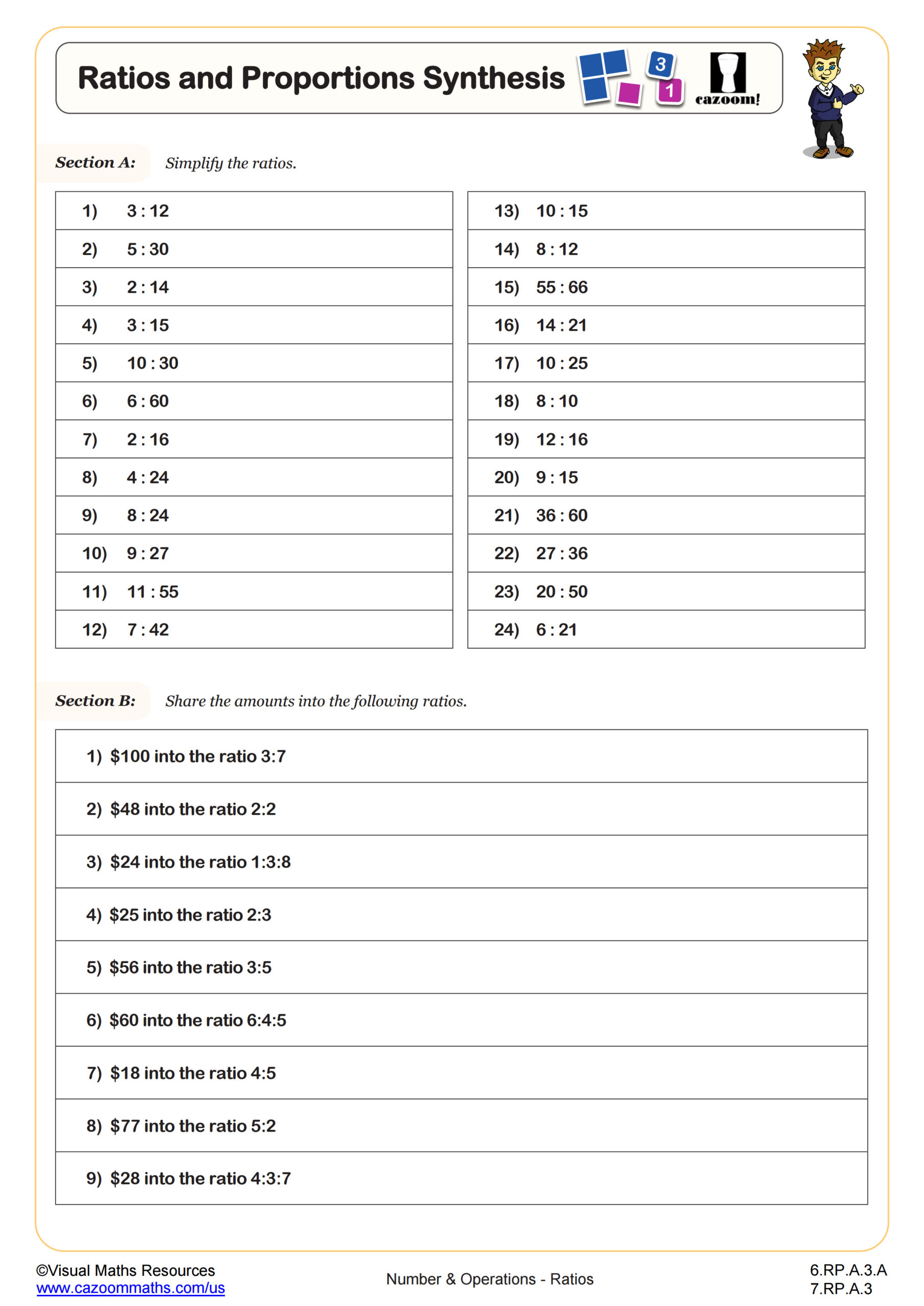 Middle School Proportion Worksheets | PDF Printable Worksheets | Cazoom ...