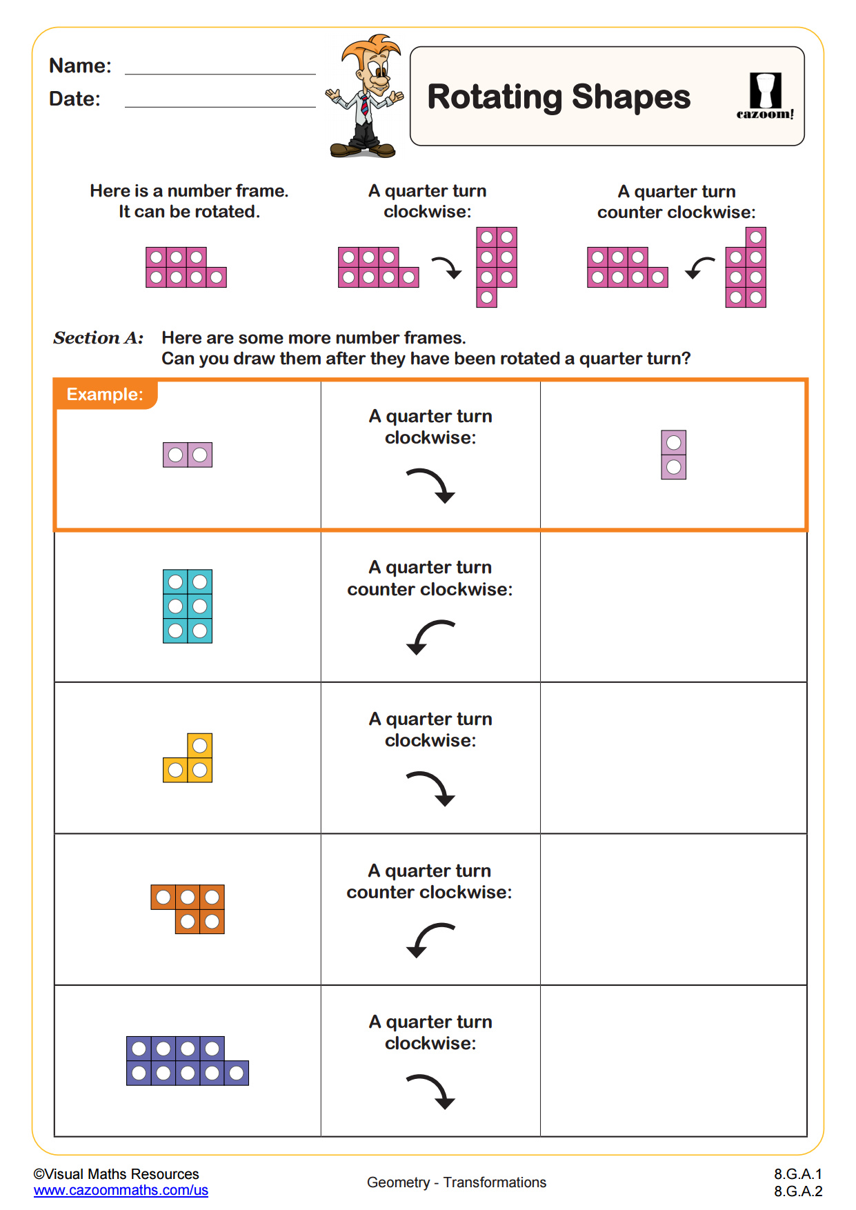 Rotating Shapes | PDF printable Geometry Worksheets