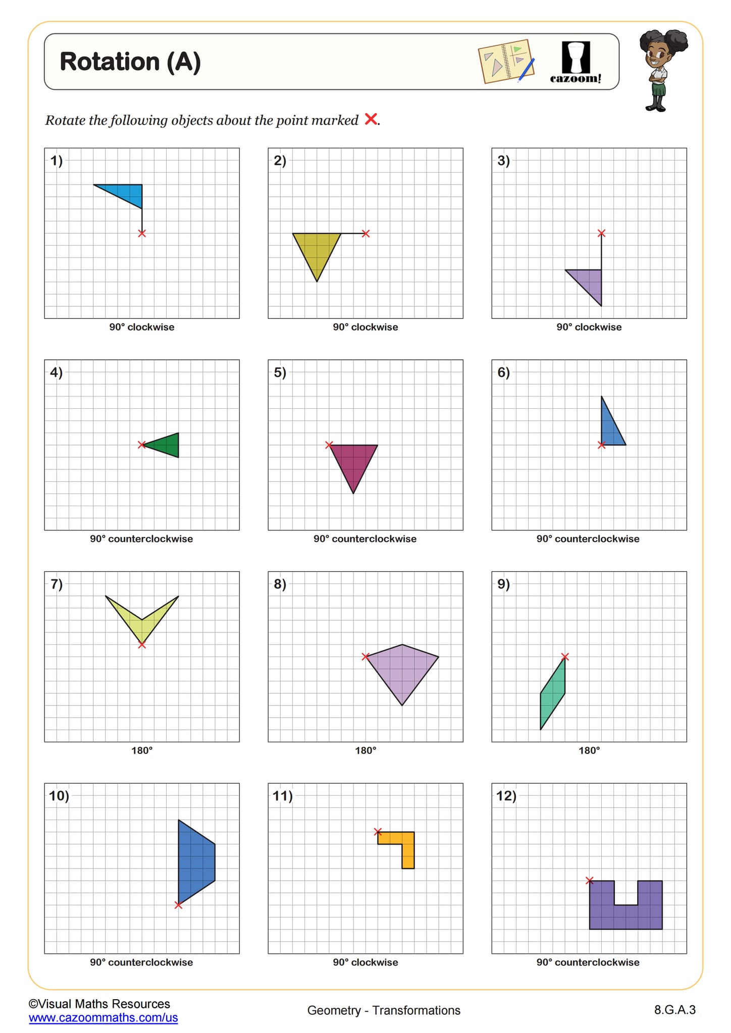 Rotations and Reflections of Polygons Worksheet | Fun and Engaging 8th ...