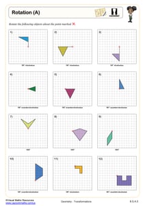 Rotations (A) Worksheet | PDF Printable Geometry Worksheet