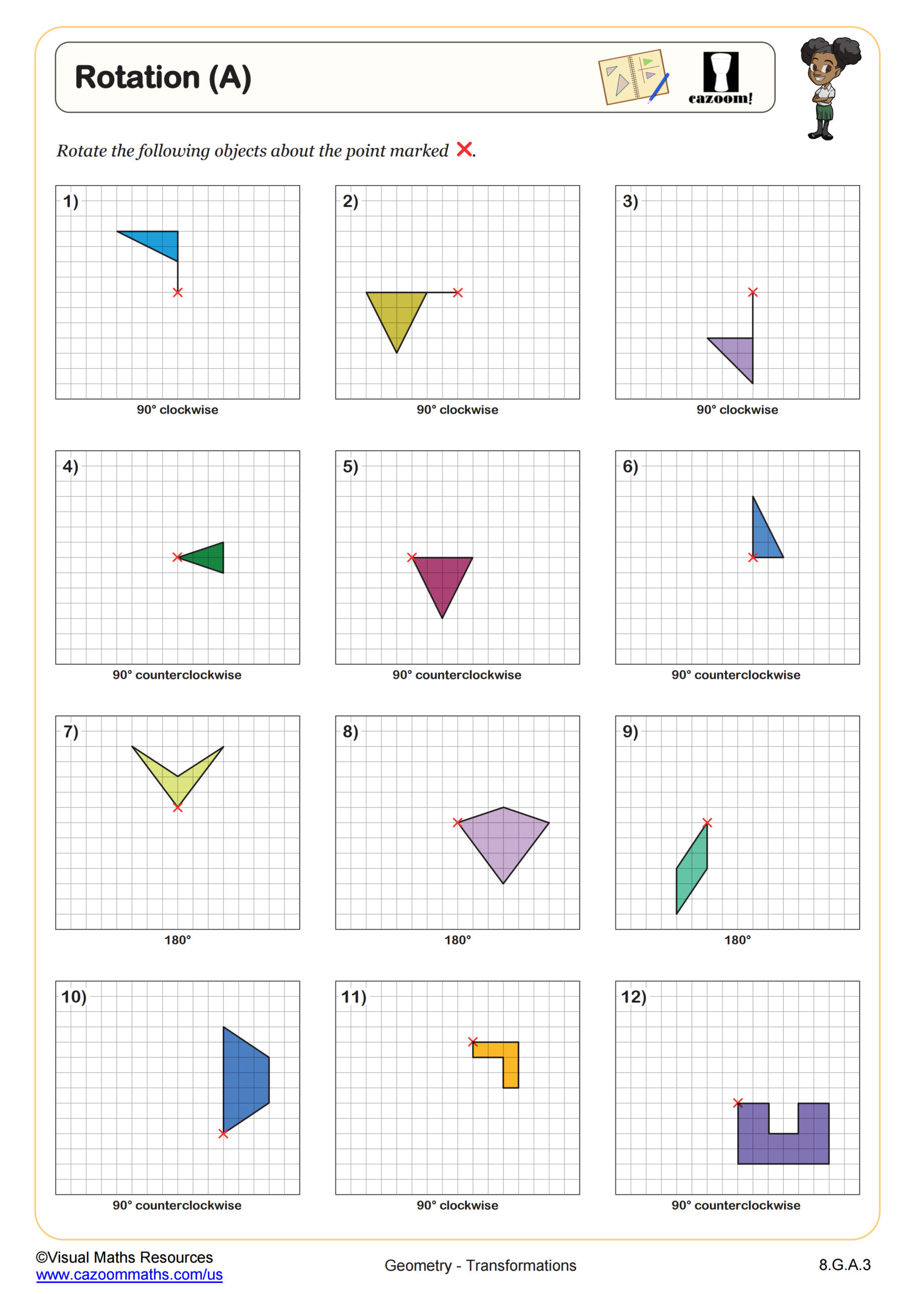 8.G.A.3 Worksheets | Printable 8th Grade Math Worksheets | Cazoom Math