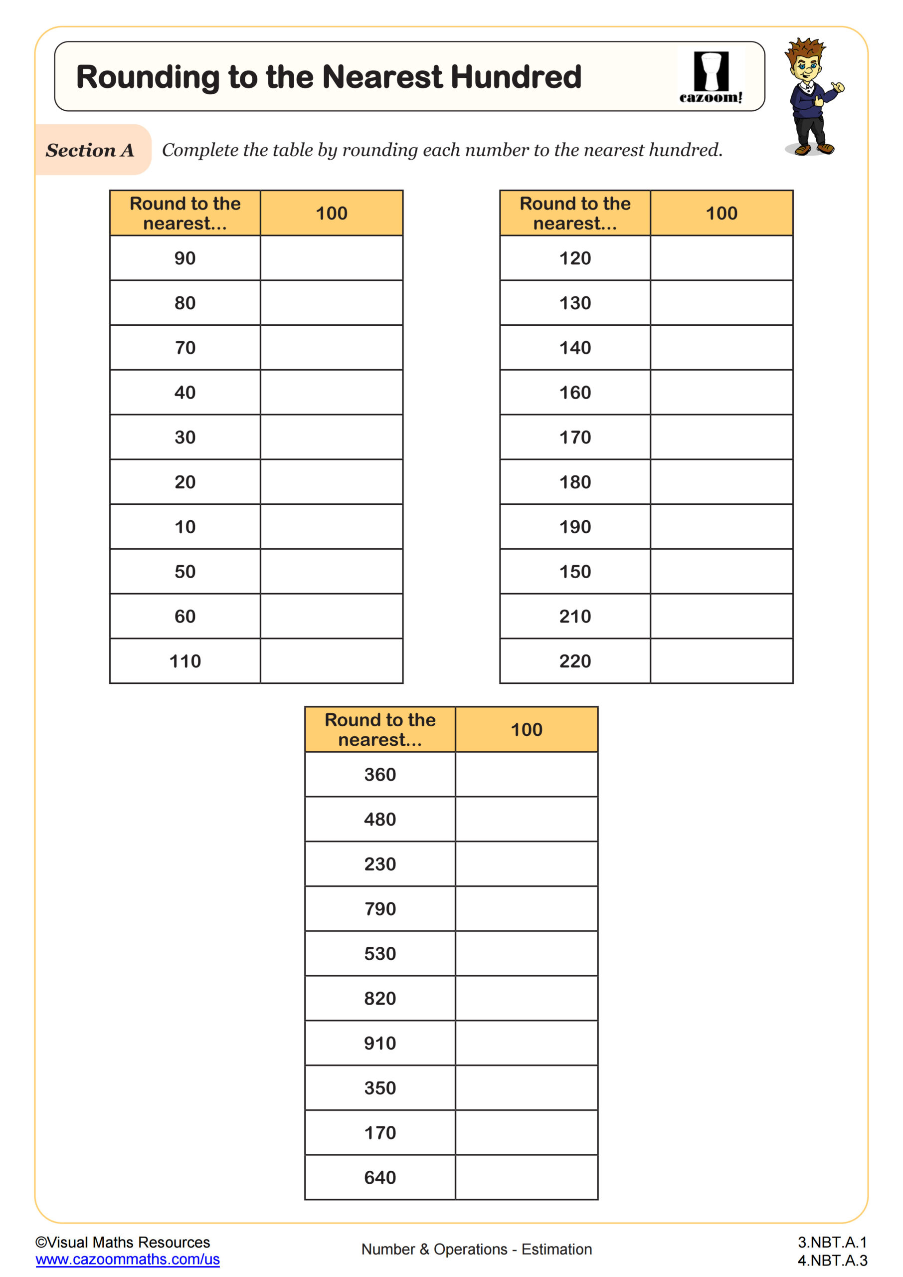 Rounding to the Nearest Hundred Worksheet | 3rd Grade PDF Worksheets ...