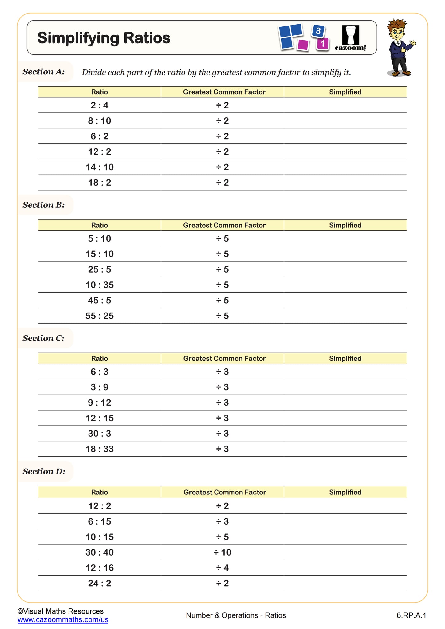 Simplifying Fractions (C) Worksheet | Fun and Engaging 4th Grade PDF Worksheets