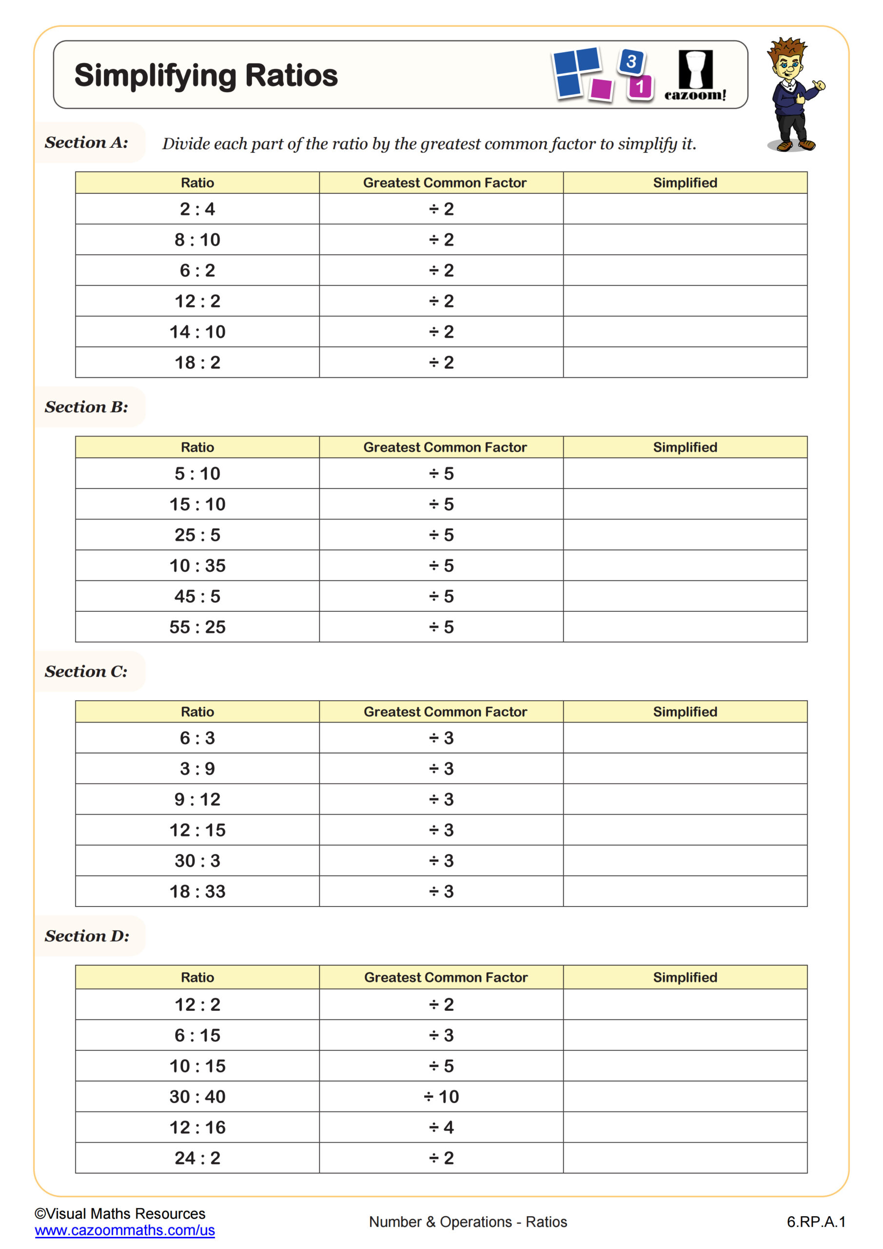 Simplifying Ratios Worksheet | Fun and Engaging 6th Grade PDF ...