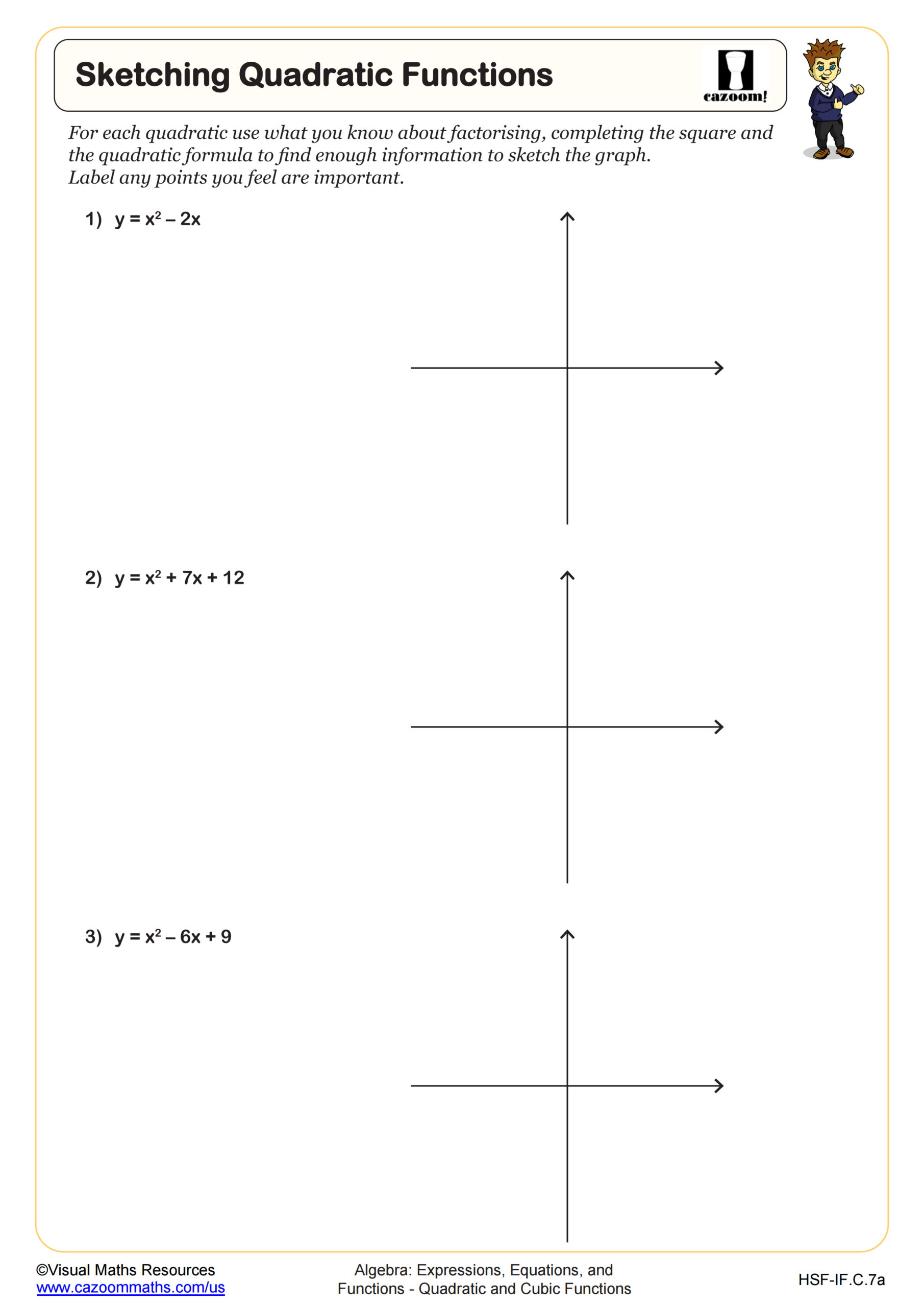 Sketching Quadratic Functions Worksheet | Fun and Engaging Algebra I PDF Worksheets