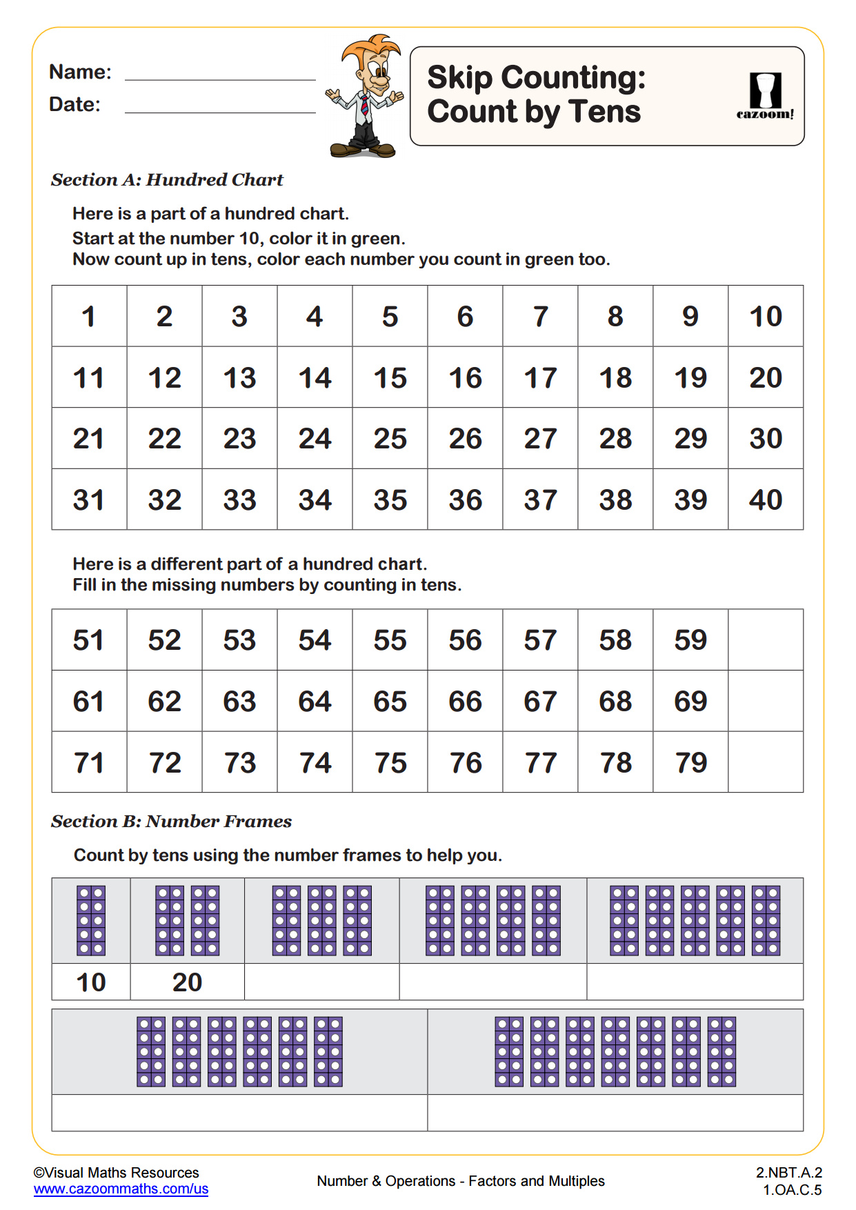 Skip Counting (count in 10s) | 2nd Grade PDF Number and Operations ...