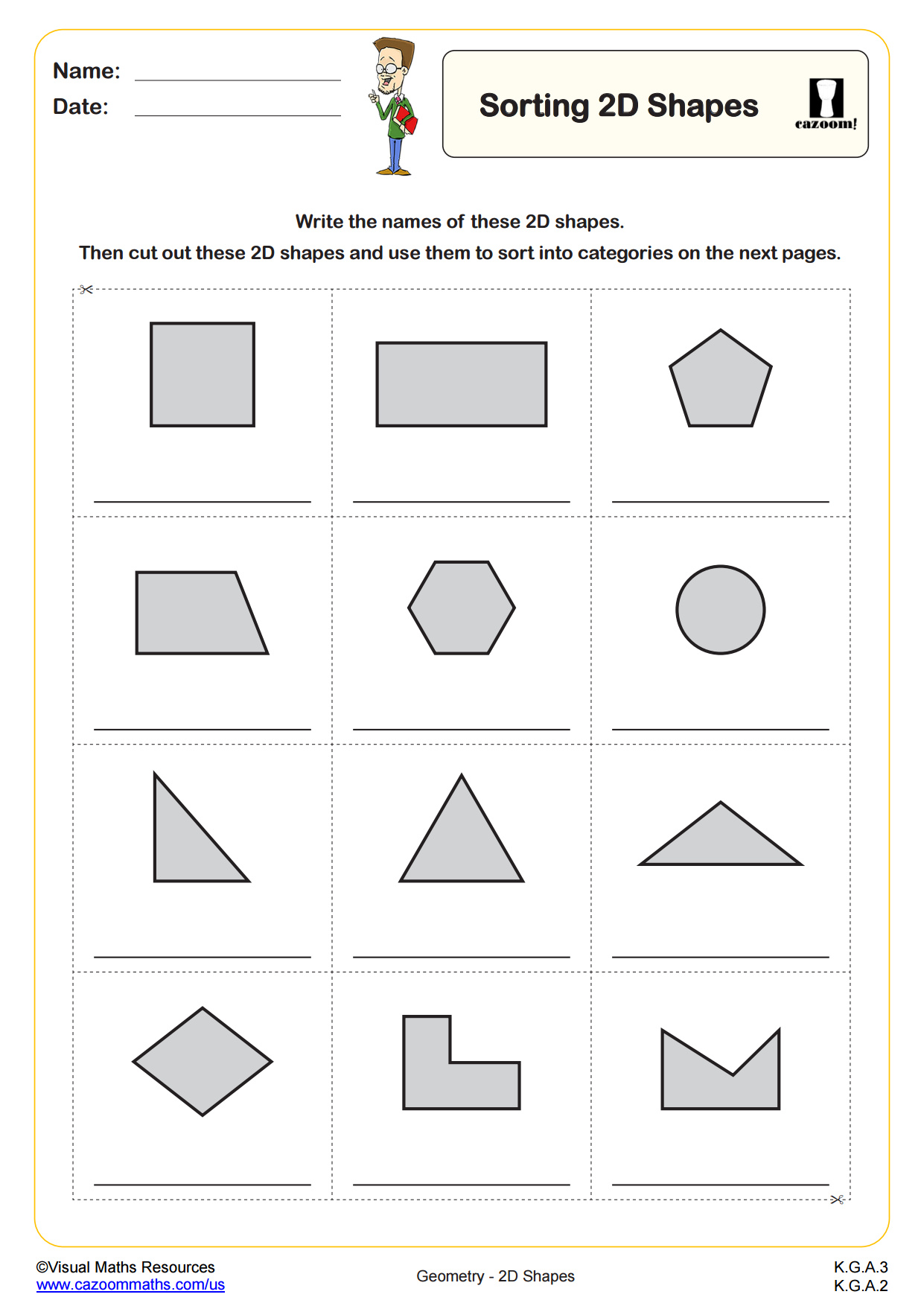 Sorting 2D Shapes | K Grade PDF Geometry Worksheets