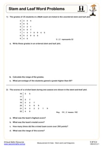 Stem and Leaf Word Problems Worksheet | Fun and Engaging 6th Grade PDF ...