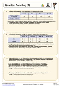 Stratified Sampling (A) Worksheet | PDF Printable Measurement & Data ...