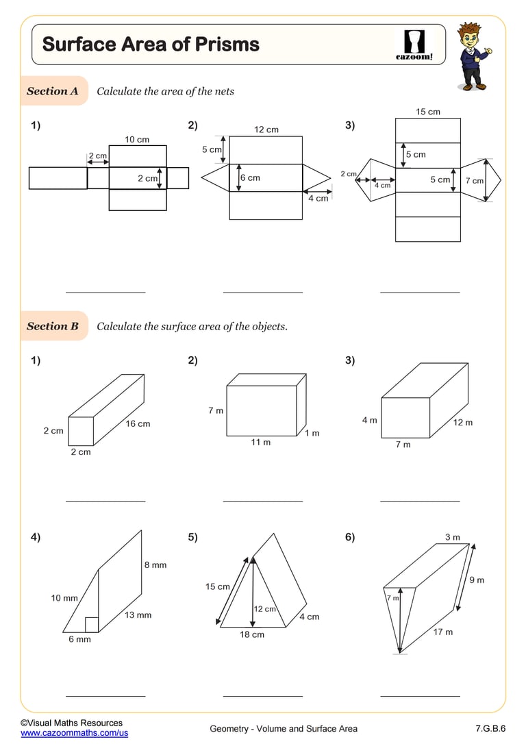 Surface Area of Cones and Spheres Worksheet | PDF Printable Geometry ...