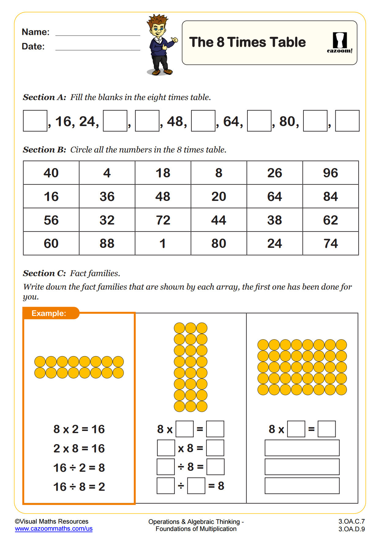 The Eight Times Table | Fun and Engaging 3rd Grade PDF Worksheets ...