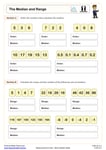 Median and Range Worksheet | PDF Printable Measurement & Data Worksheet
