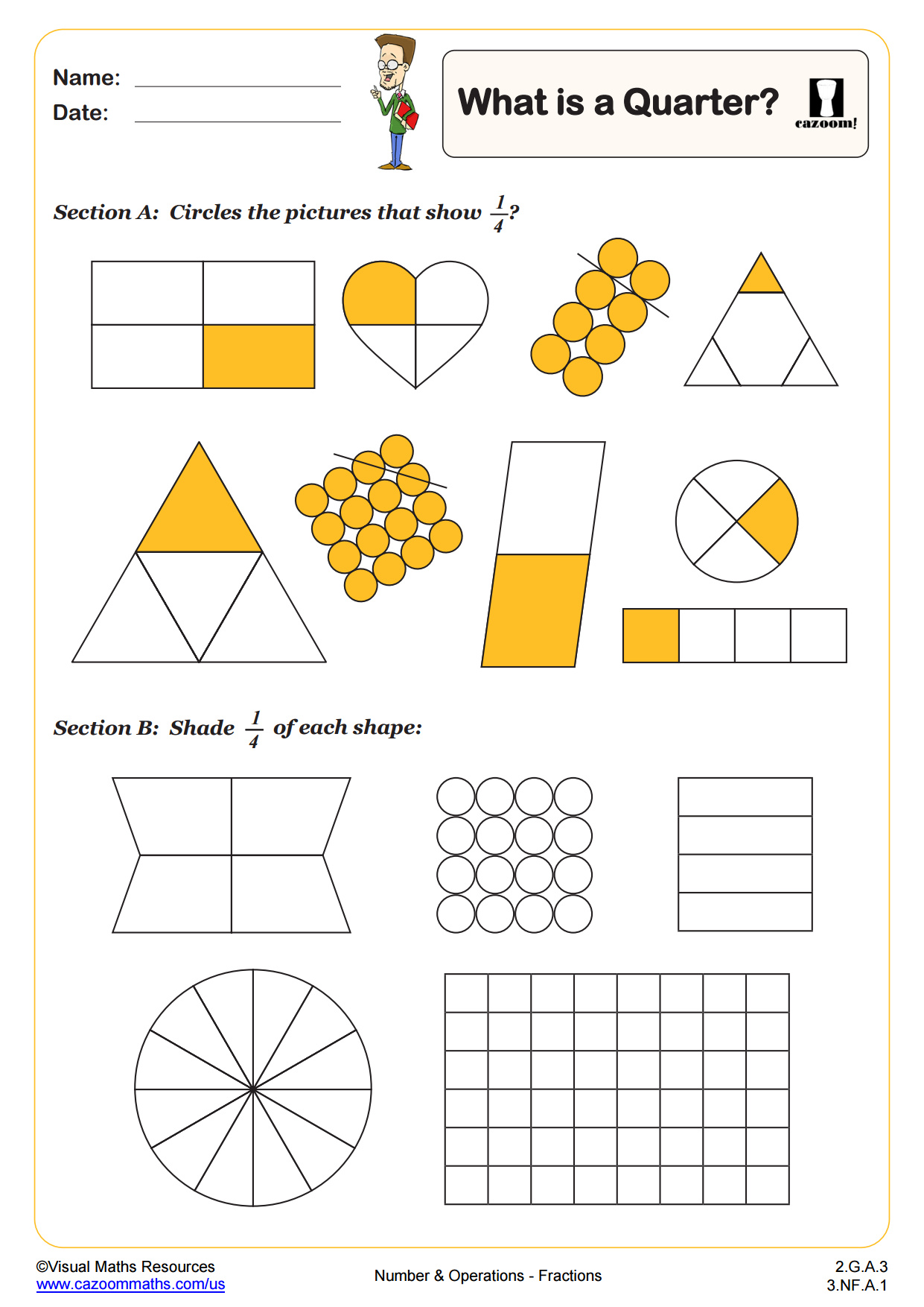 What Is A Quarter PDF Printable Number And Operations Worksheets