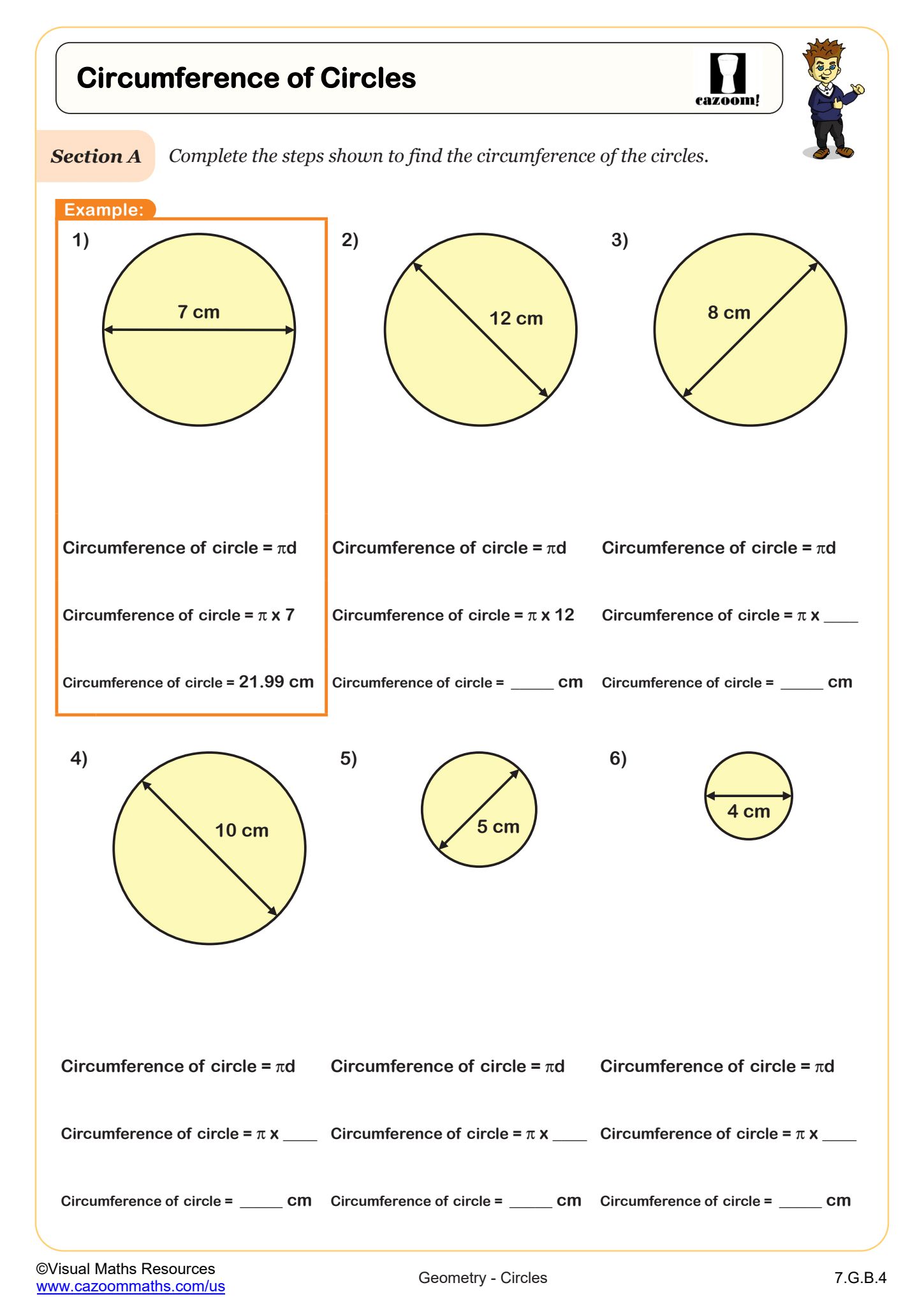 Circumference of Circles Worksheet | Fun and Engaging 7th Grade PDF ...