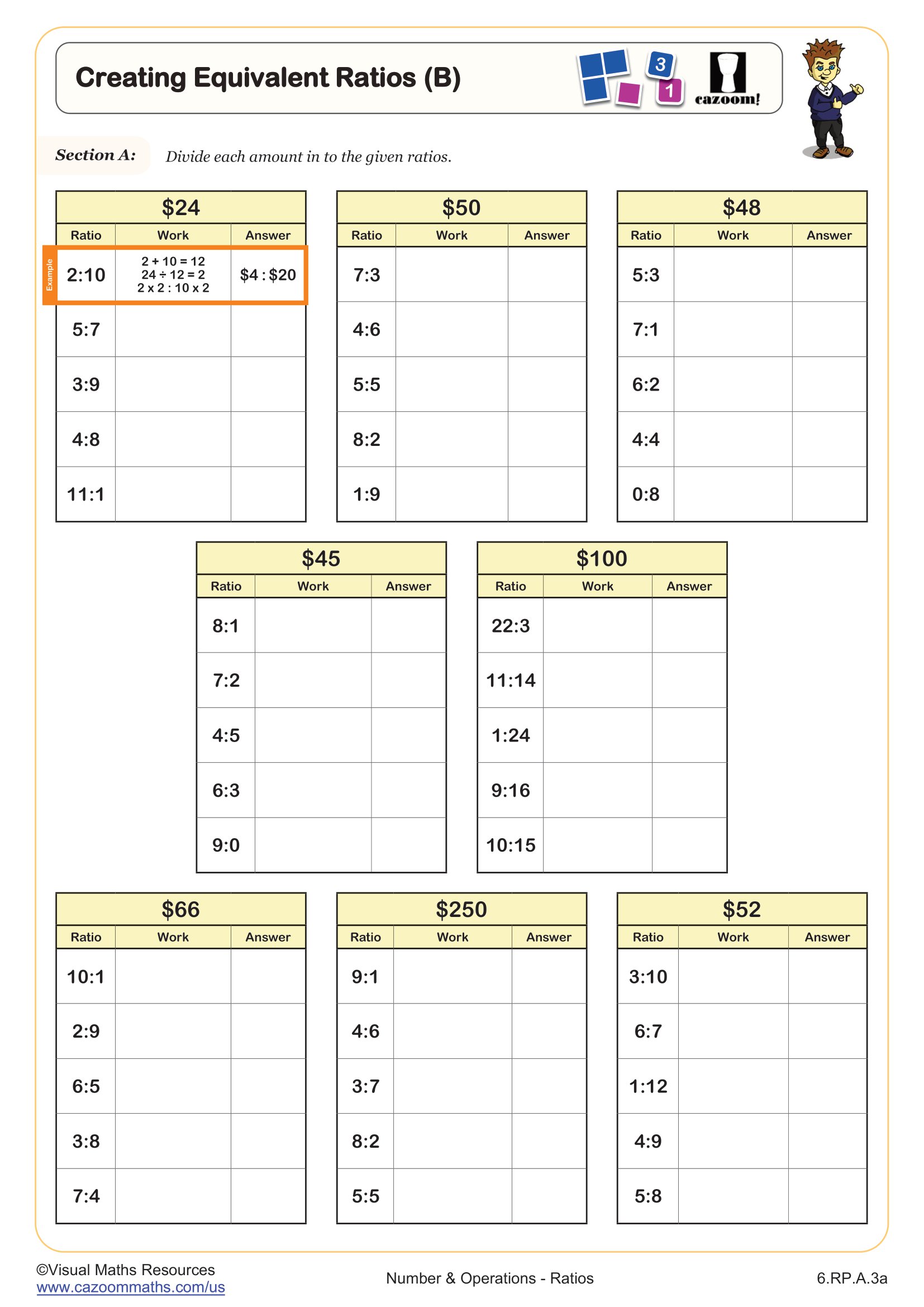 Creating Equivalent Ratios (B) Worksheet | 6th Grade PDF Worksheets