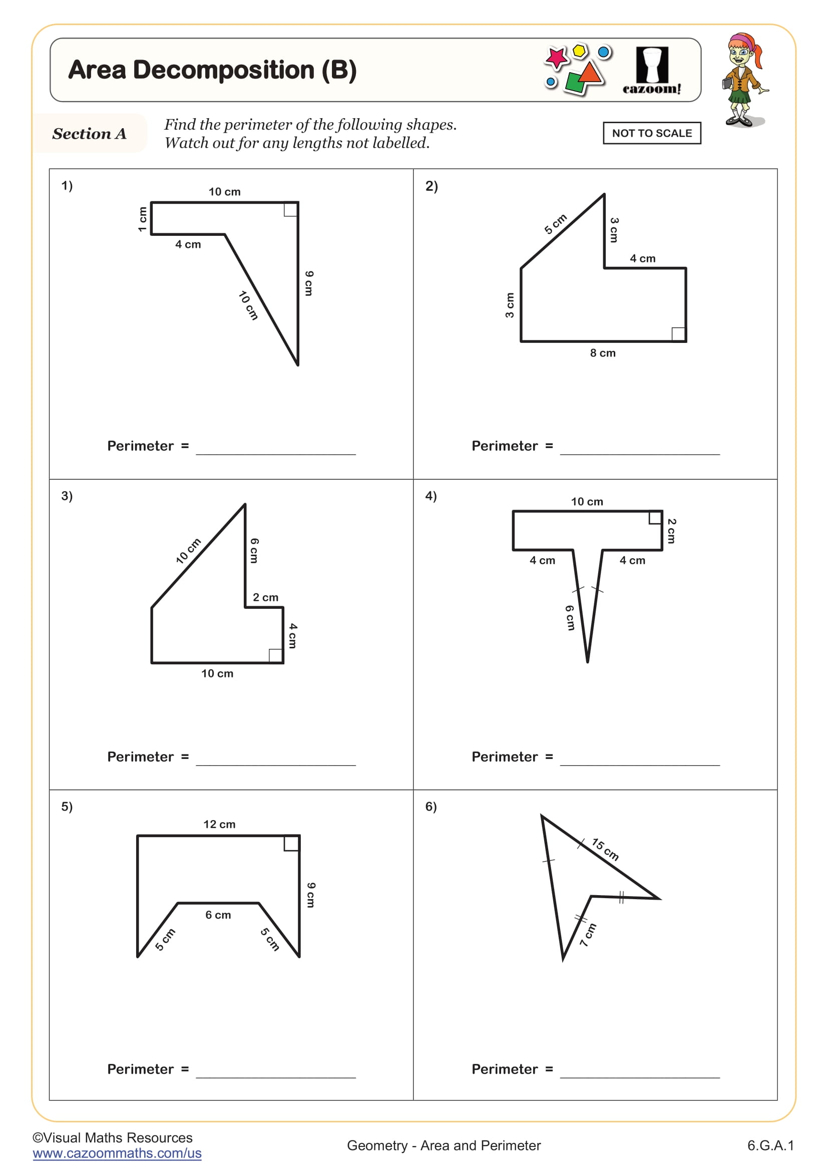 Area Decomposition (B) Worksheet | Fun and Engaging 6th Grade PDF ...