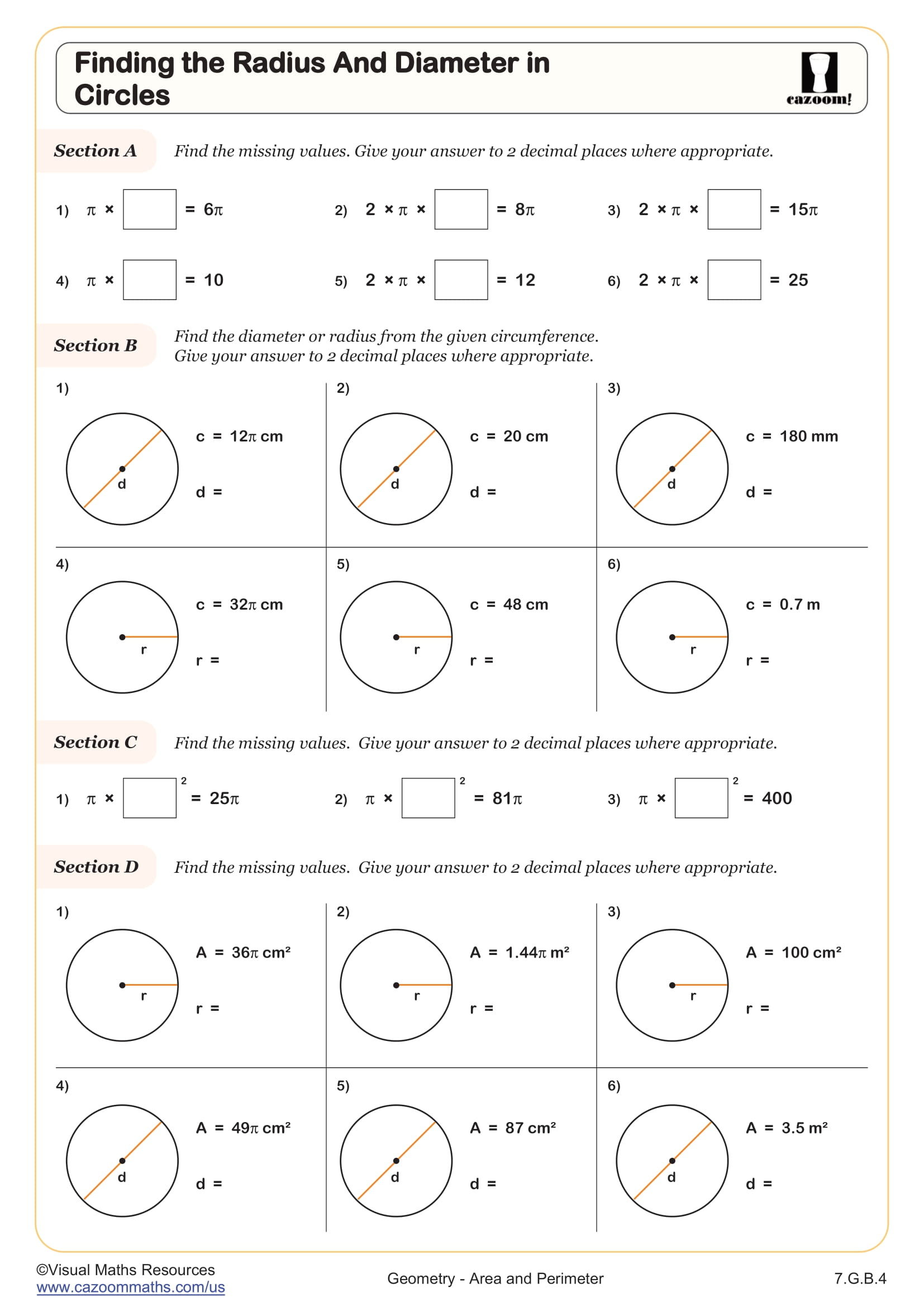 7th Grade Area and Perimeter Worksheets | PDF Printable Worksheets | Cazoom Math