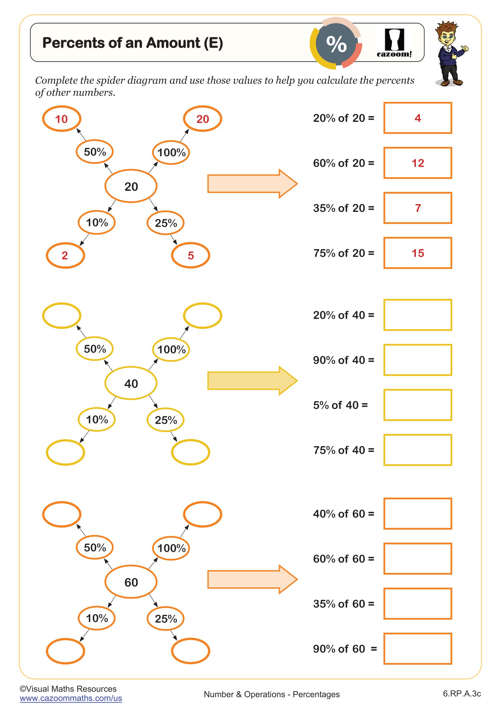 Percentage Worksheets with Answers | Printable Percentages Worksheets ...