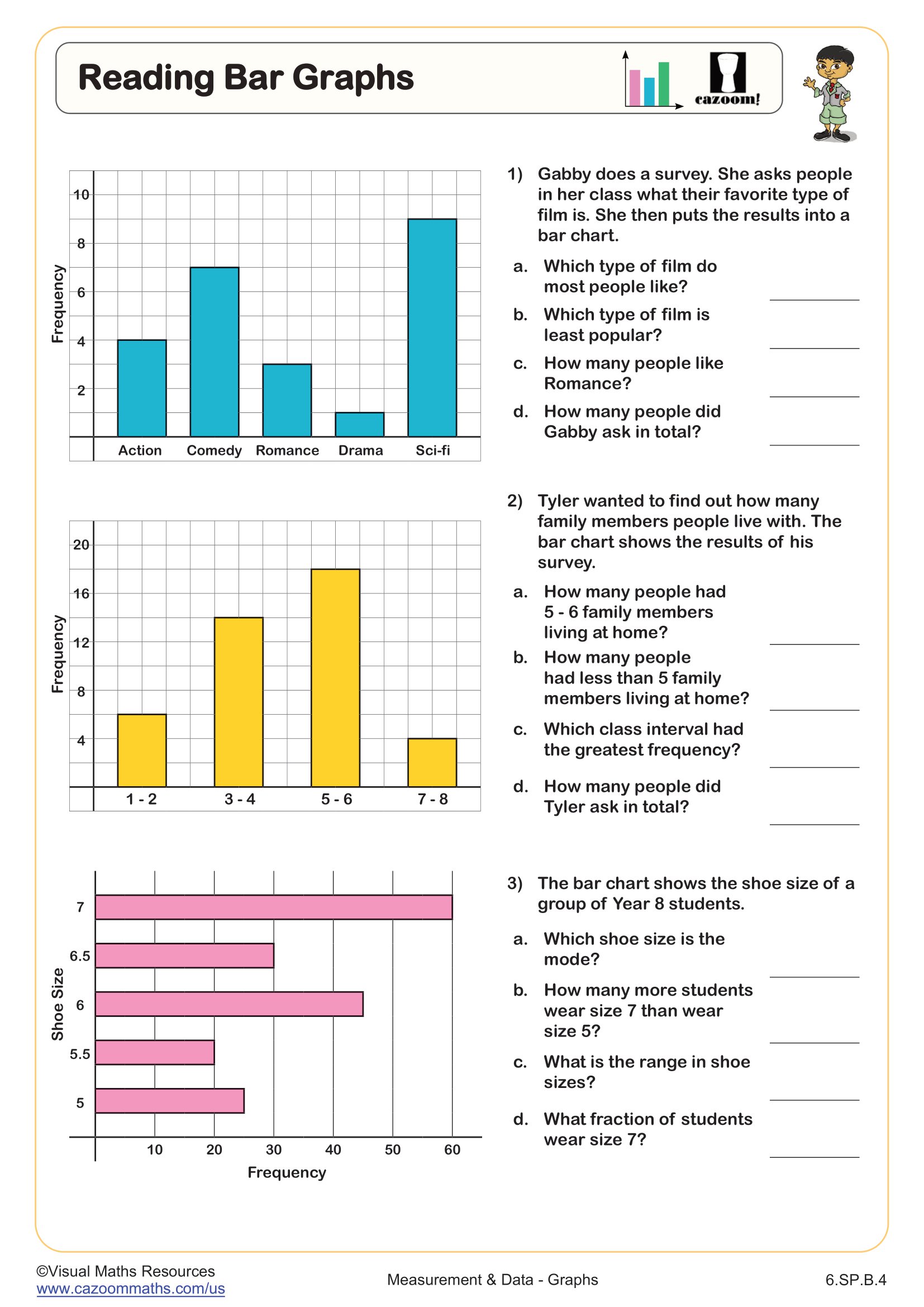 Reading Bar Graphs Worksheet | Fun and Engaging 6th Grade PDF Worksheets