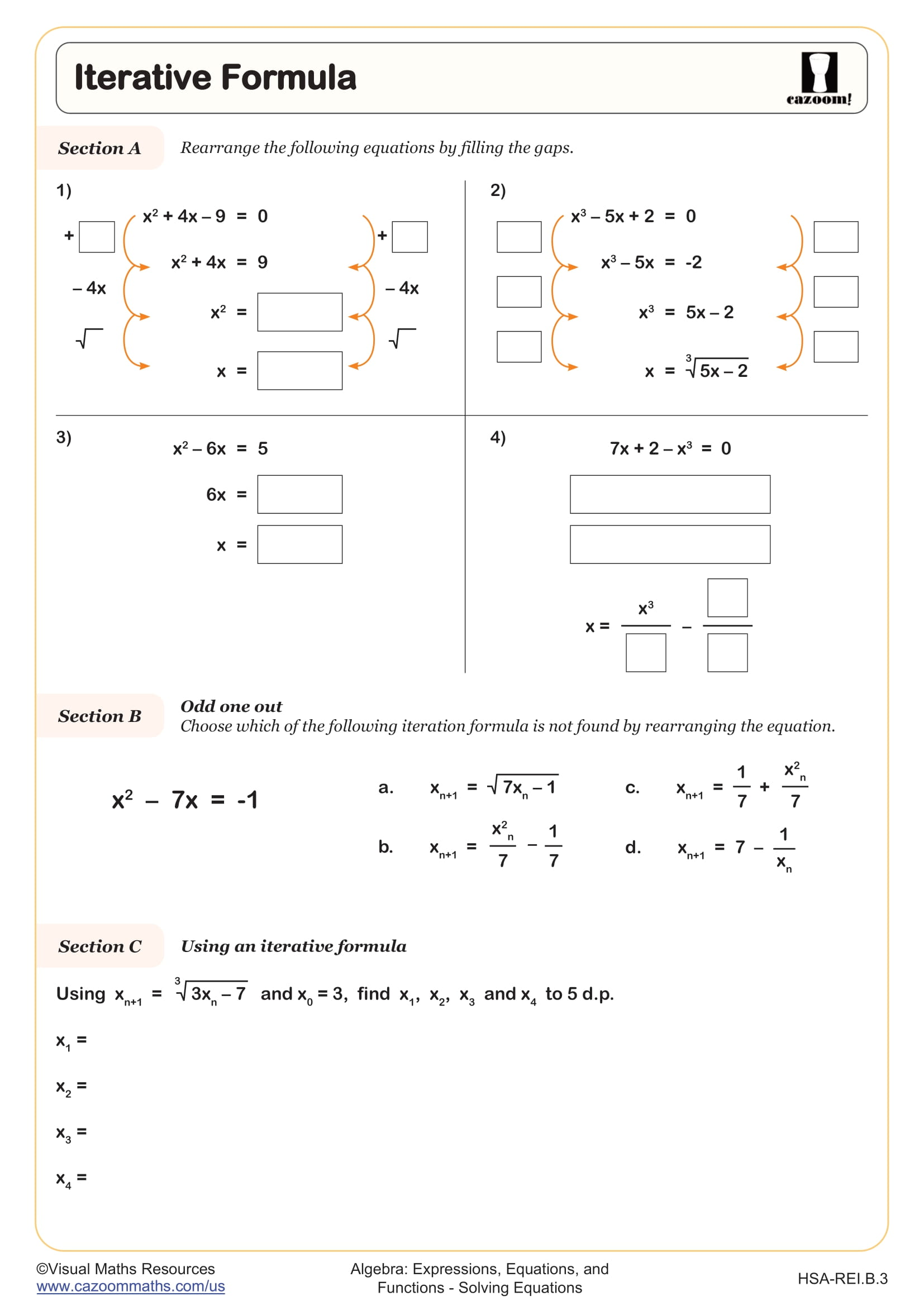 Iterative Formula Worksheet | Fun and Engaging Algebra I PDF Worksheets