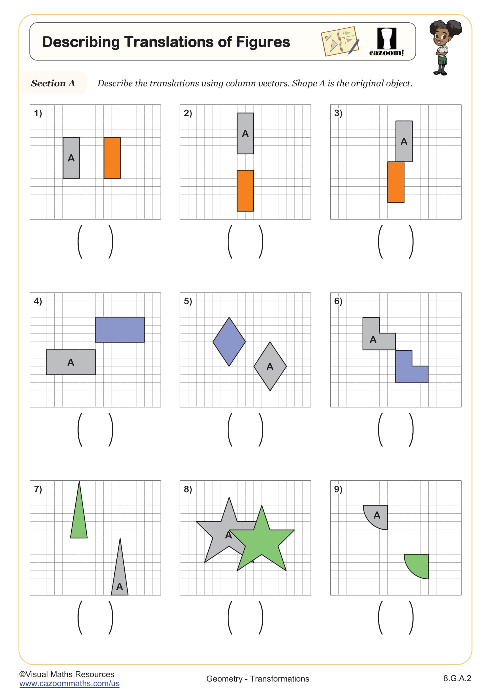 Transformations Worksheets (Geometry) | Cazoom Maths | Cazoom Math