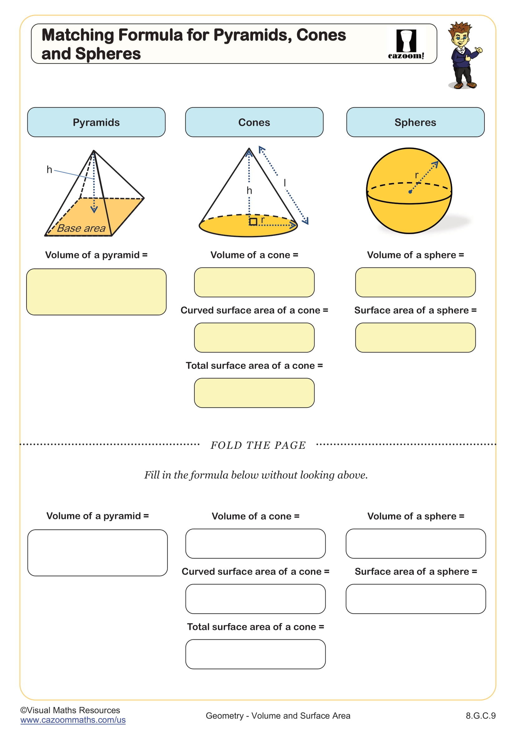 Surface Area and Volume Worksheets | Printable PDF Worksheets | Cazoom Math