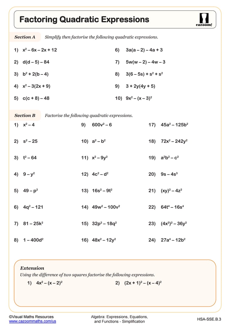 Algebra 1 Worksheets with Answers PDF | Printable Algebra 1 Math Worksheets