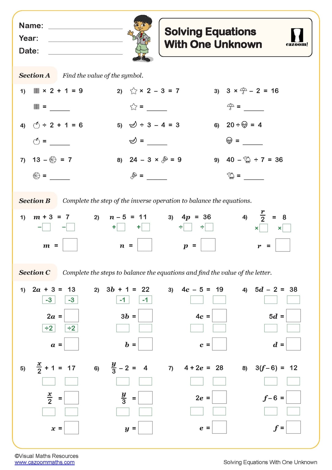 Algebra 1 Worksheets with Answers PDF | Printable Algebra 1 Math Worksheets