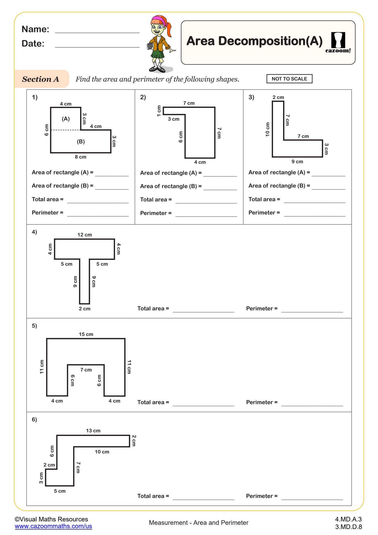 Area of Quadrilaterals (A) Worksheet | 6th Grade PDF Worksheets ...