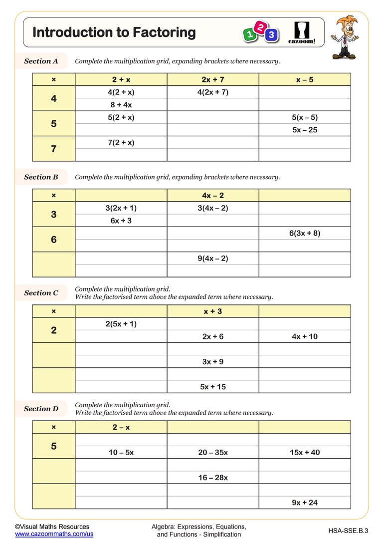 Integrated Math 1 Worksheets with Answers PDF | Printable Math 1 Worksheets