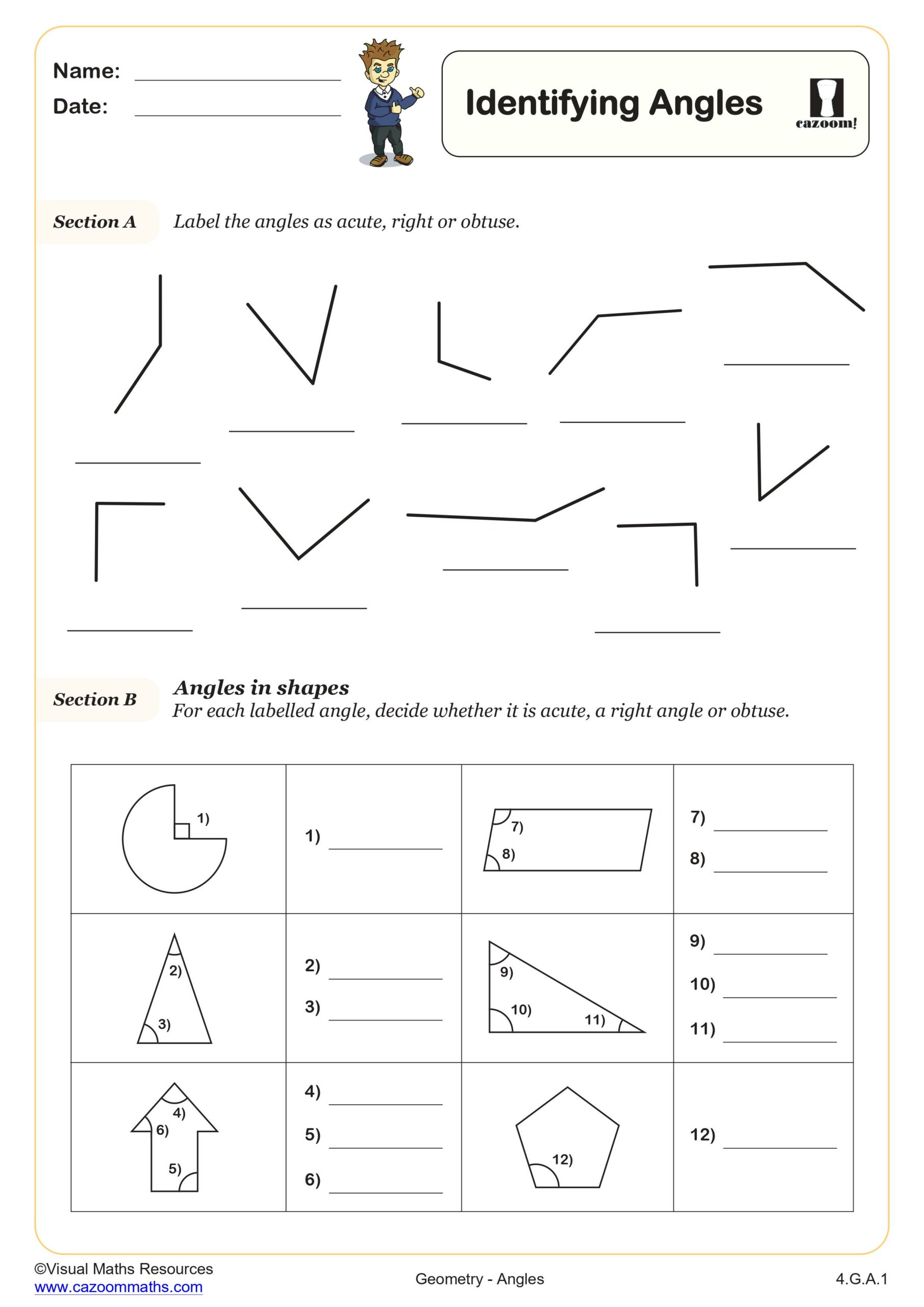 Angles Around a Point Worksheet | Fun and Engaging 7th Grade and 8th ...