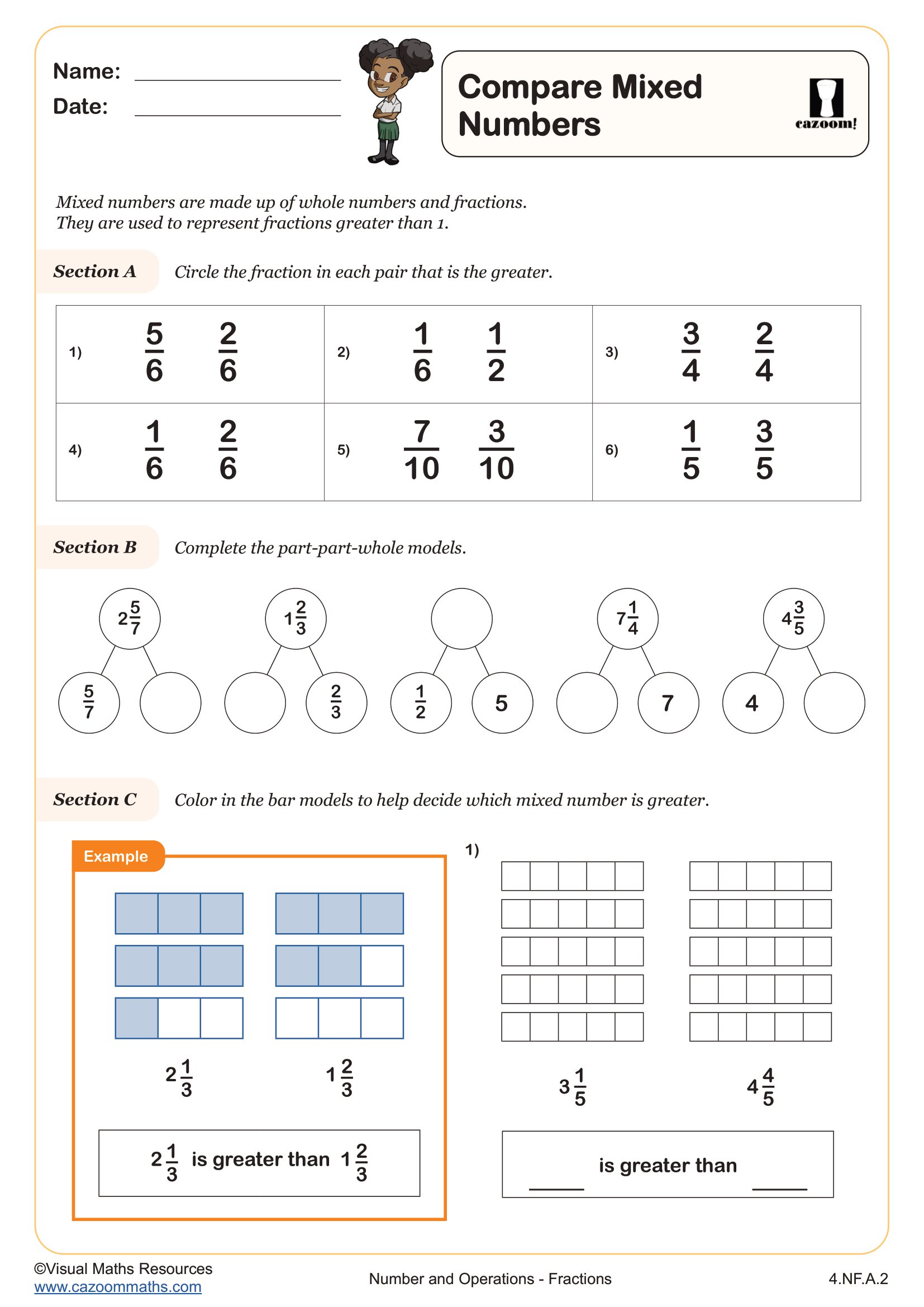 Compare Mixed numbers Worksheet | Fun and Engaging 4th Grade Number ...