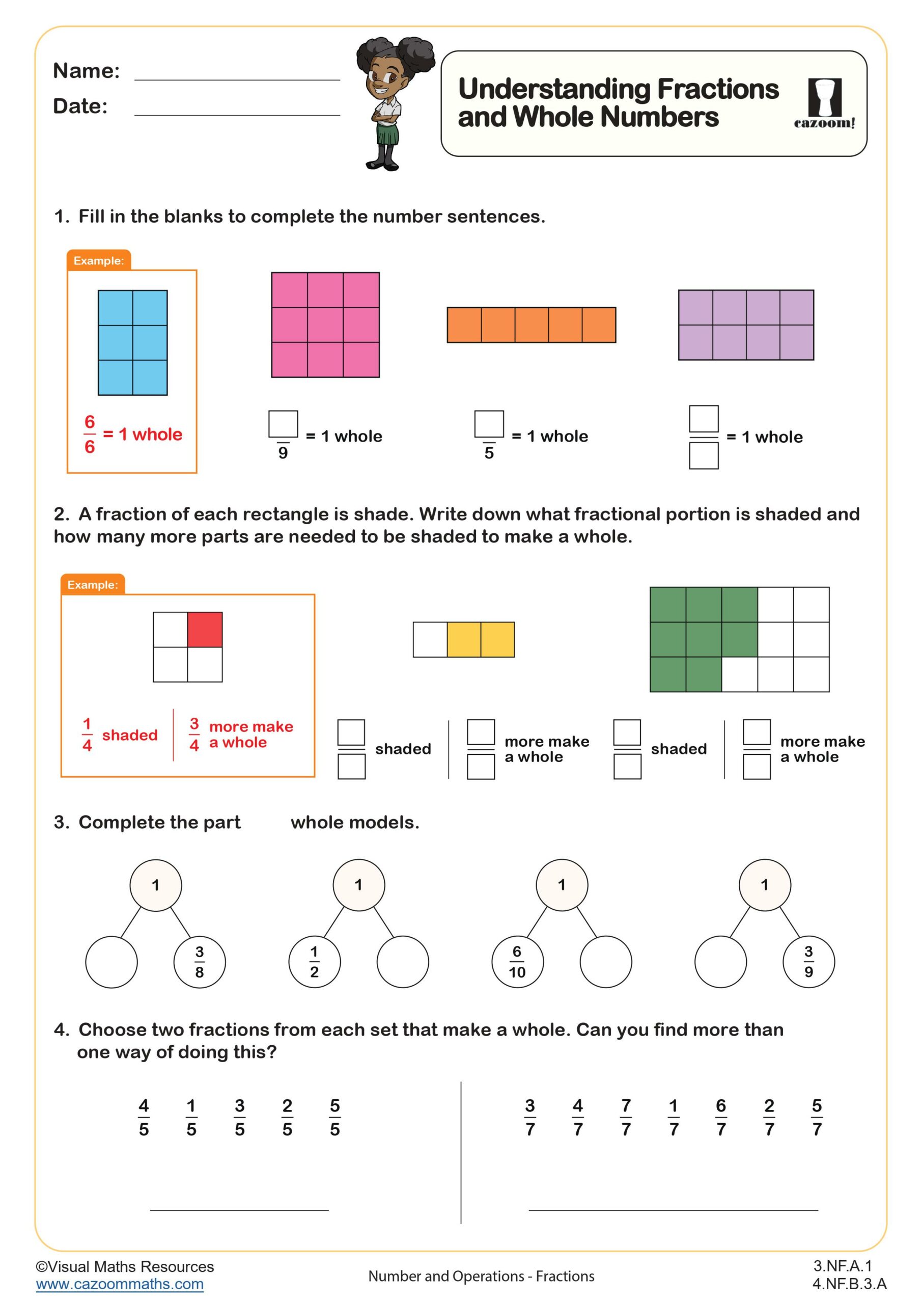Understanding Fractions and Whole Numbers Worksheet | Fun and Engaging ...