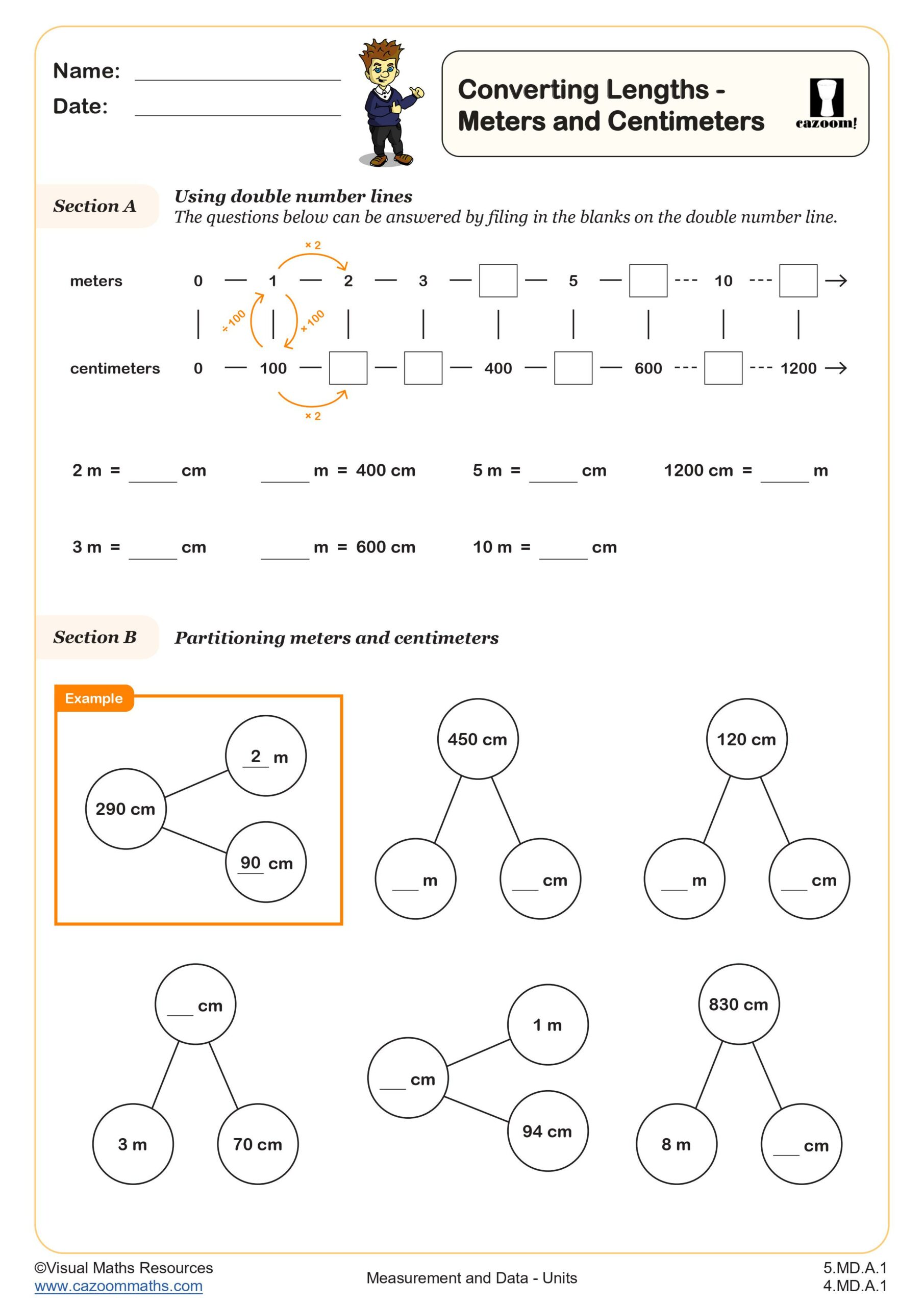 5.MD.A.1 Worksheets | Printable 5th Grade Math Worksheets | Cazoom Math