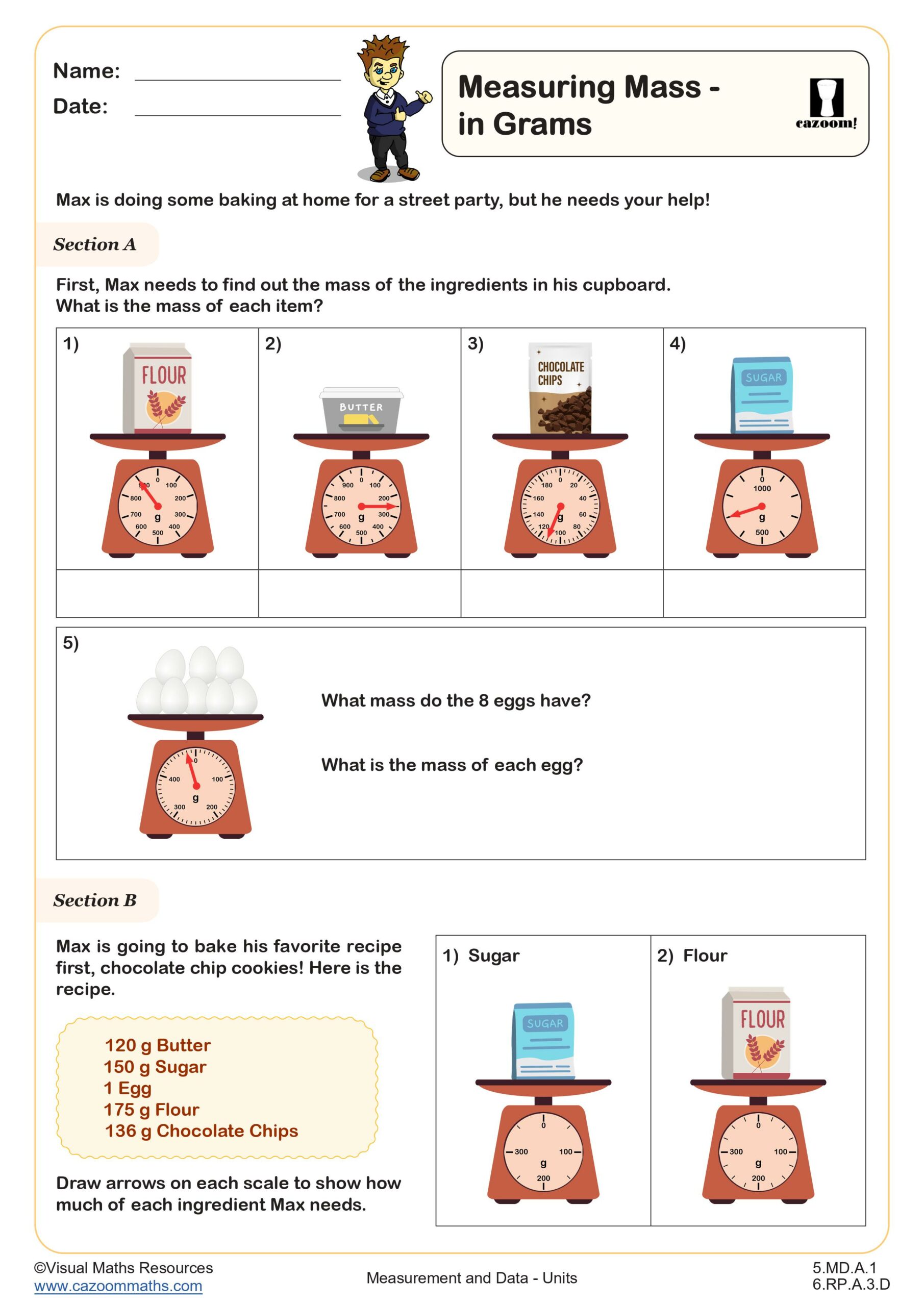 Measure Mass - in Grams Worksheet | Fun and Engaging 5th and 6th Grade ...