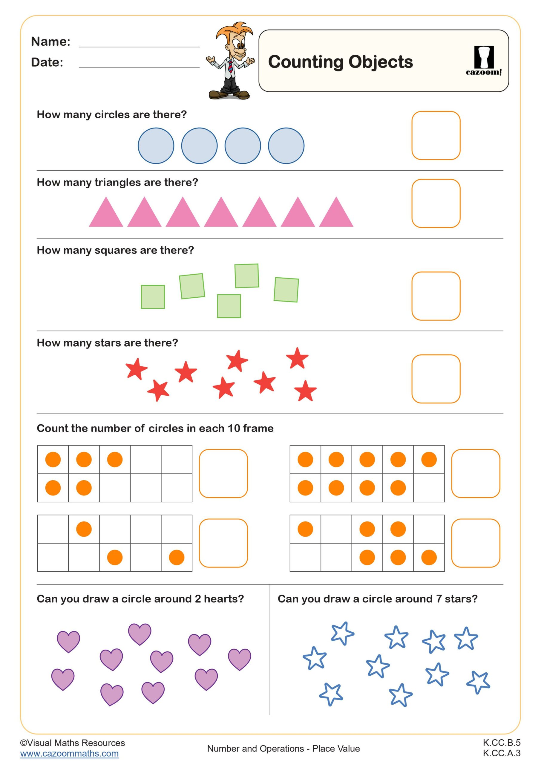 Counting Objects Worksheet | Printable PDF Number & Operations Worksheet