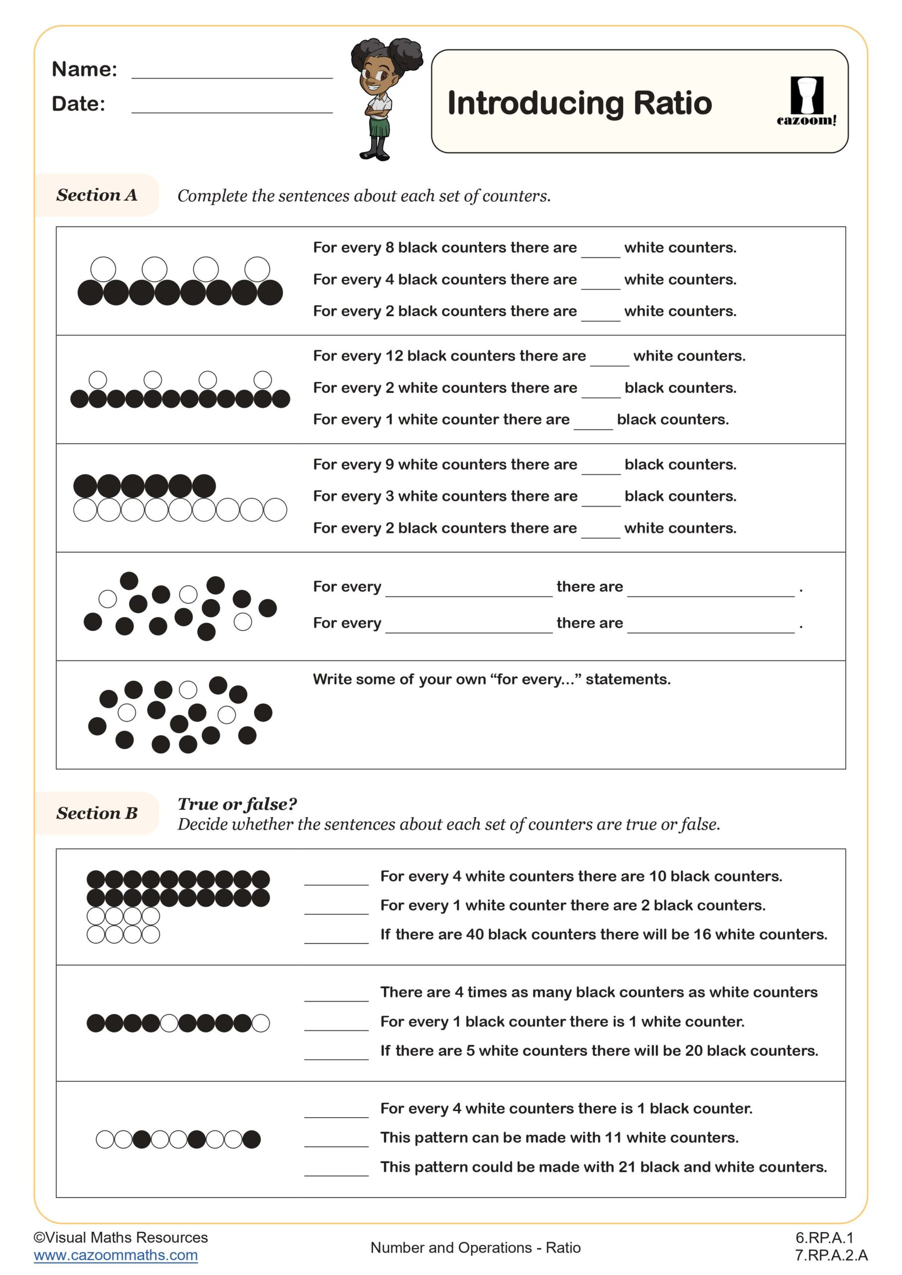 Introducing Ratio Worksheet | Fun and Engaging 6thand 7th Grade Number ...