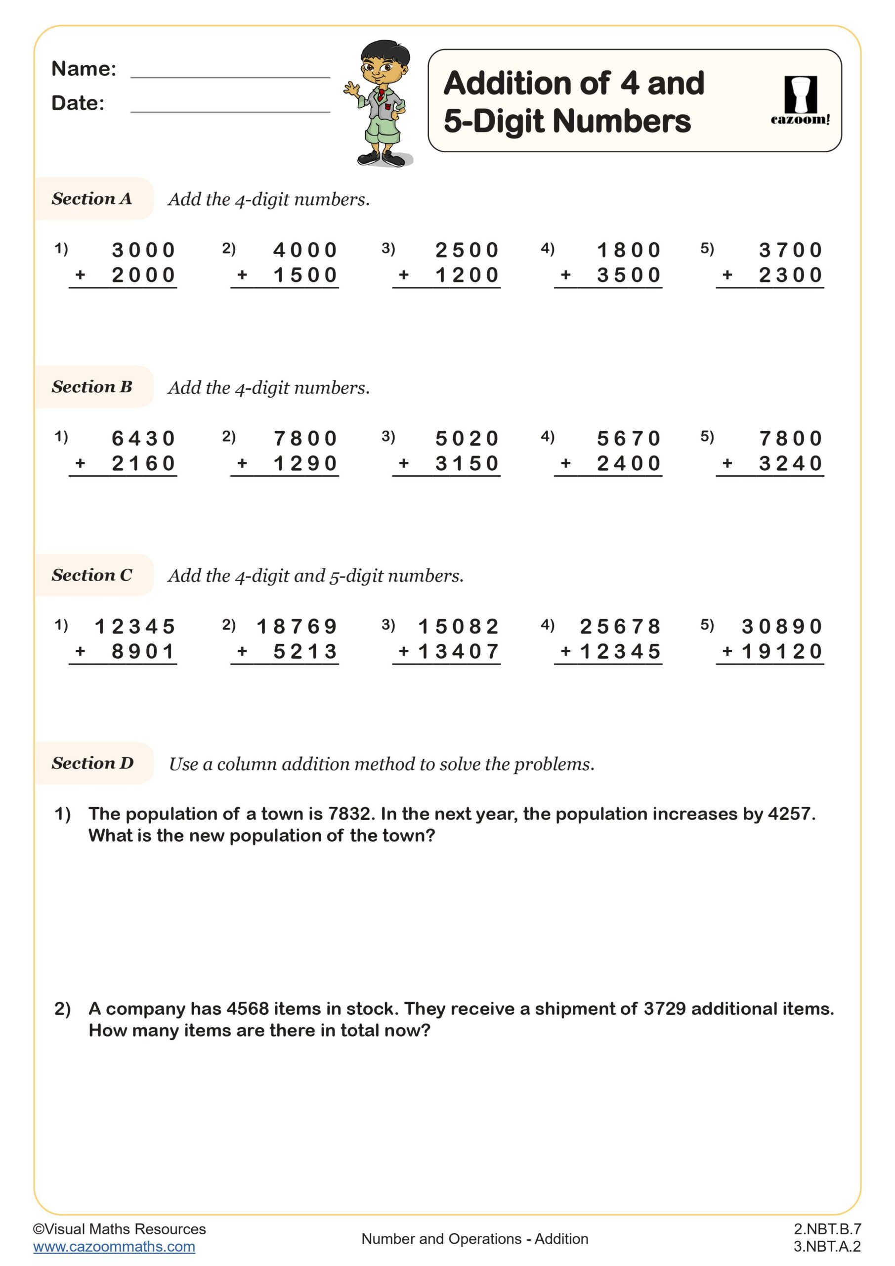 Methods for Addition Worksheets | Printable PDF Math Worksheets ...