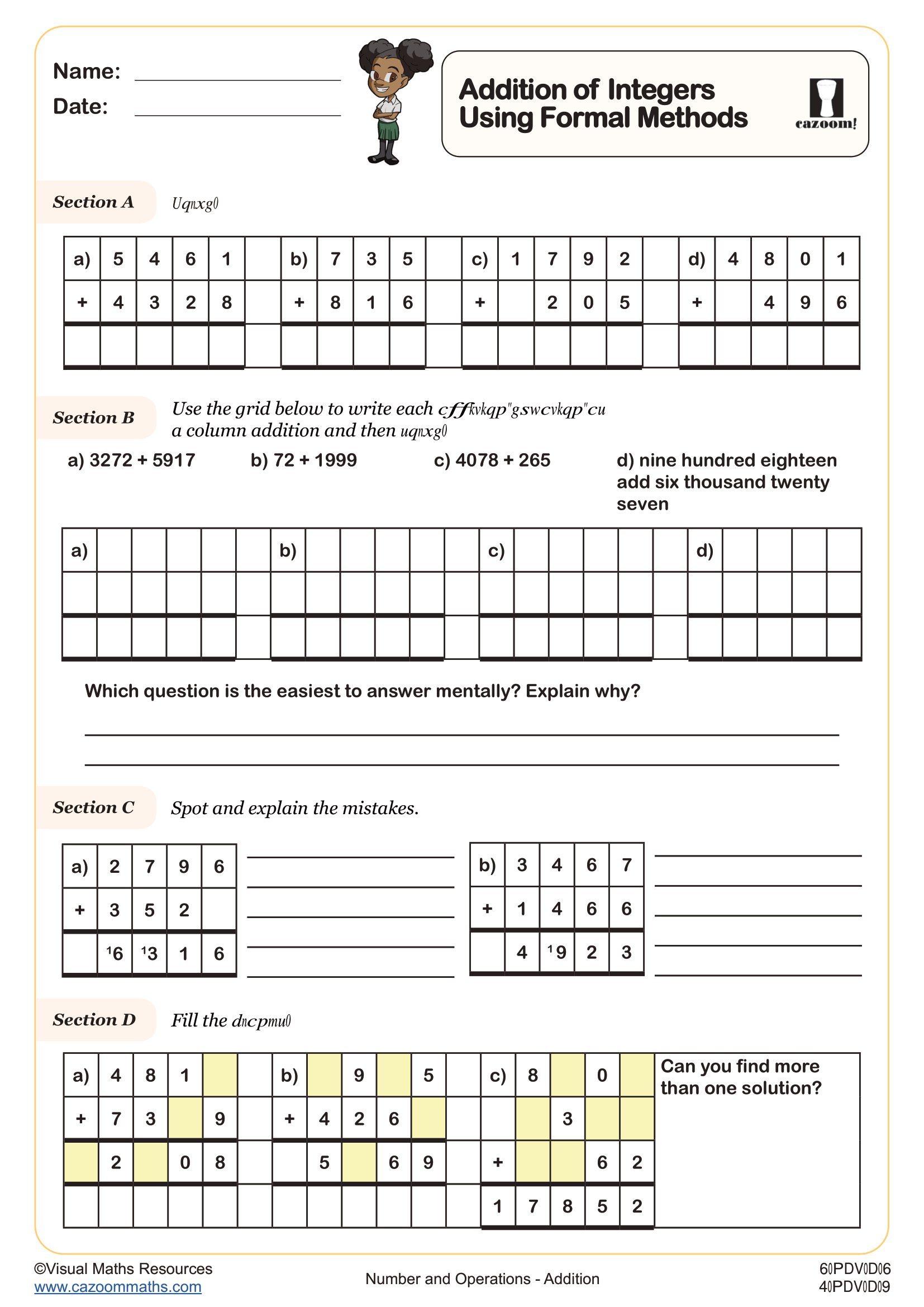 Methods for Addition Worksheets | Printable PDF Math Worksheets ...