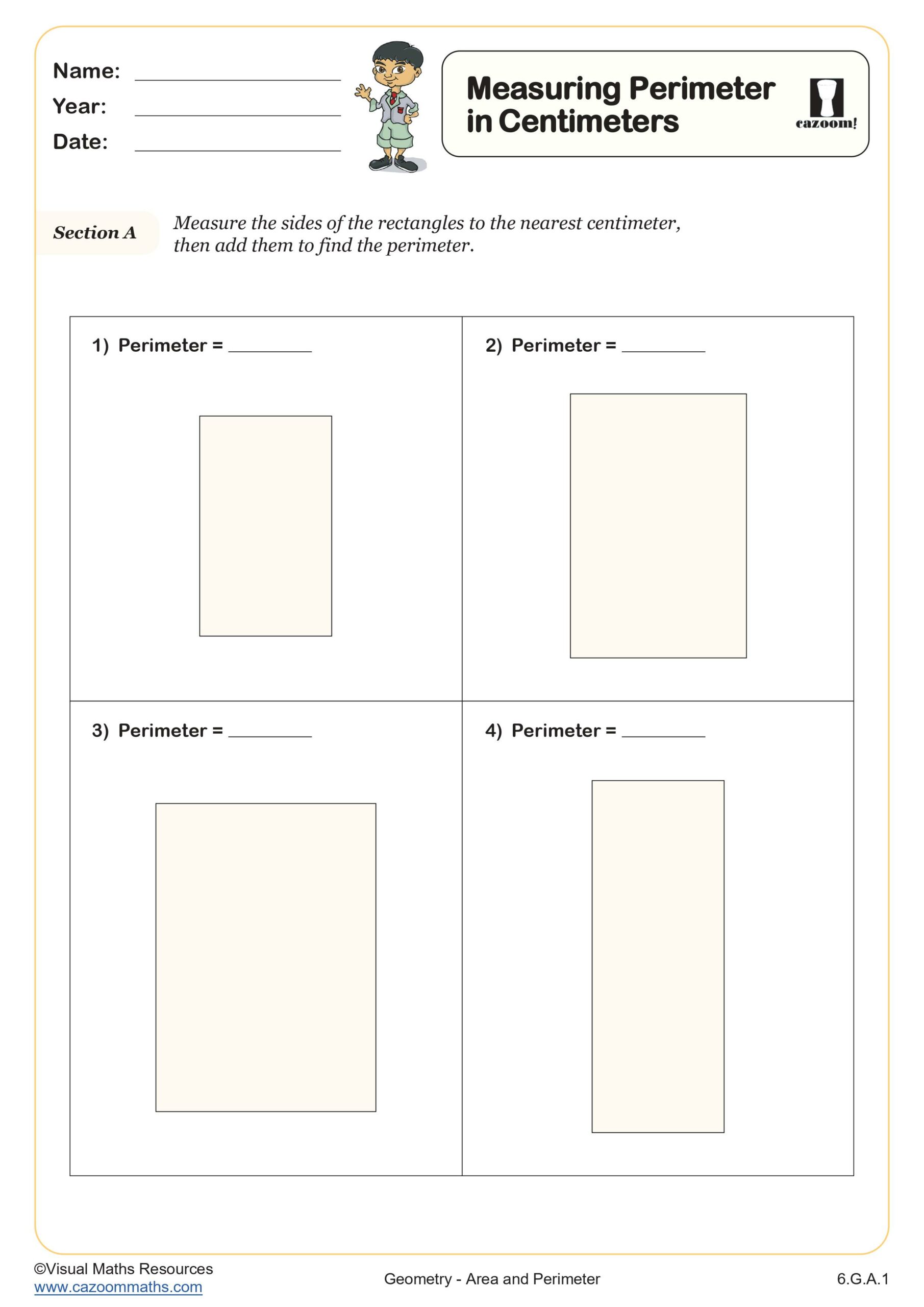 Measuring Perimeter in Centimeters Worksheet | Fun and Engaging 6th ...