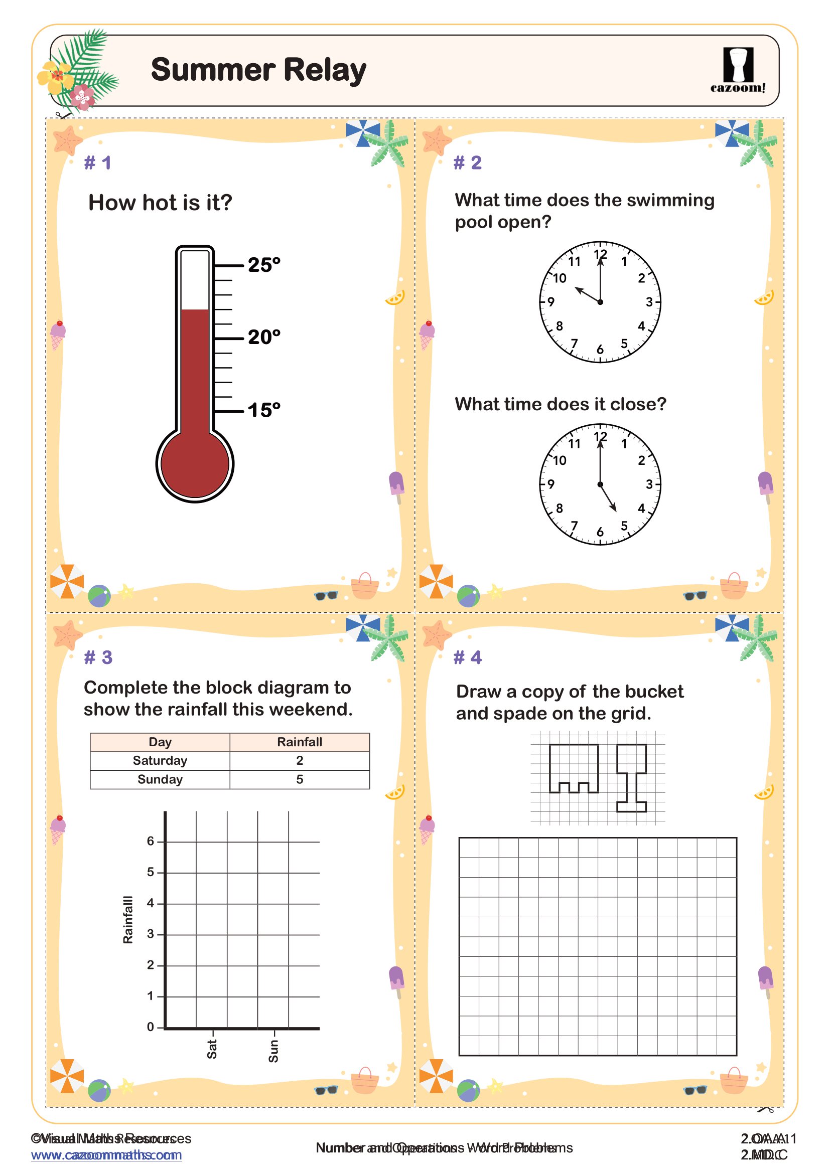 Summer Relay Pack 2nd Grade Worksheet | Summer Worksheet Activity Pack ...