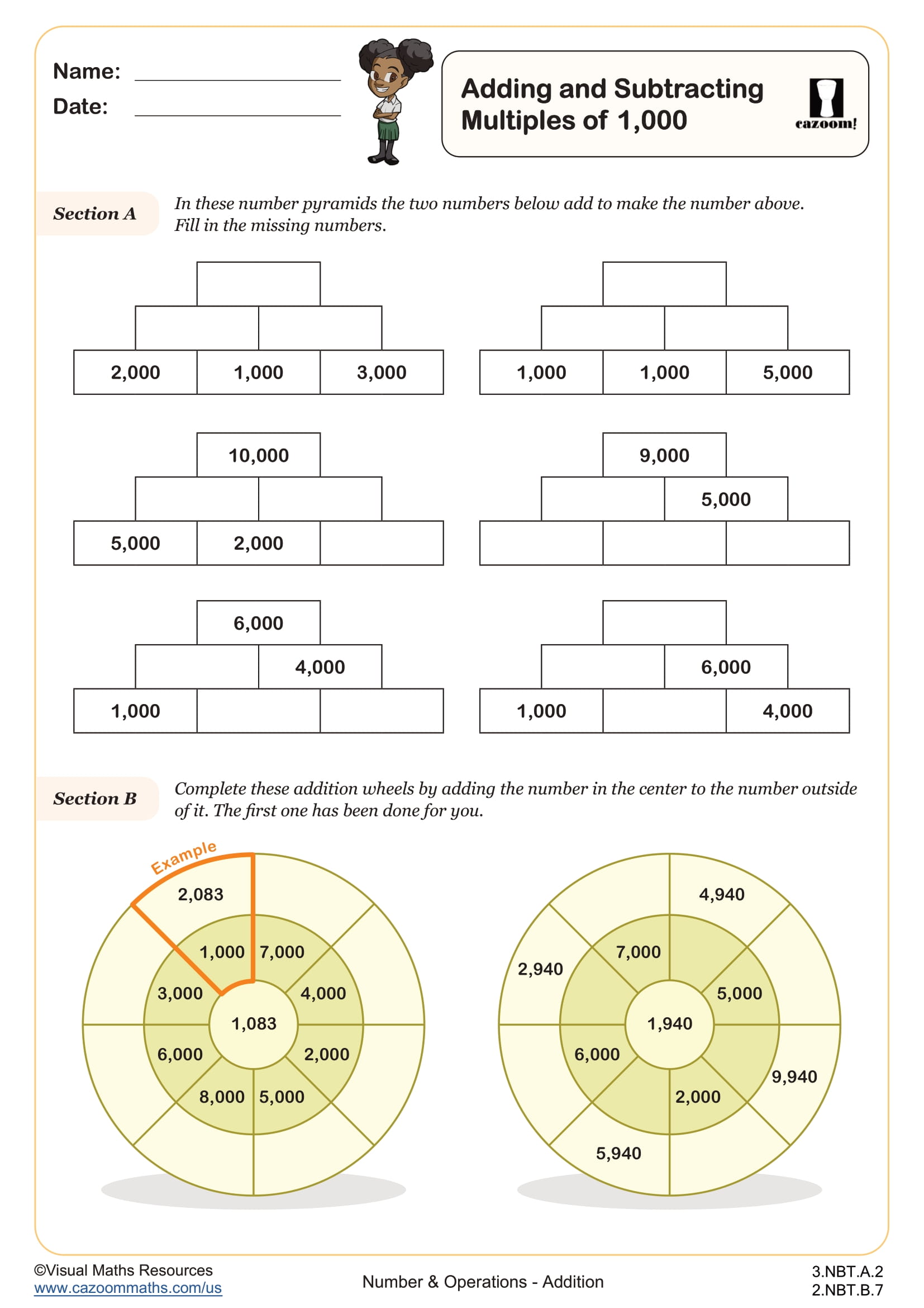 Adding and Subtracting Multiples of 1,000 Worksheet | Fun and Engaging 2nd Grade and 3rd Grade ...