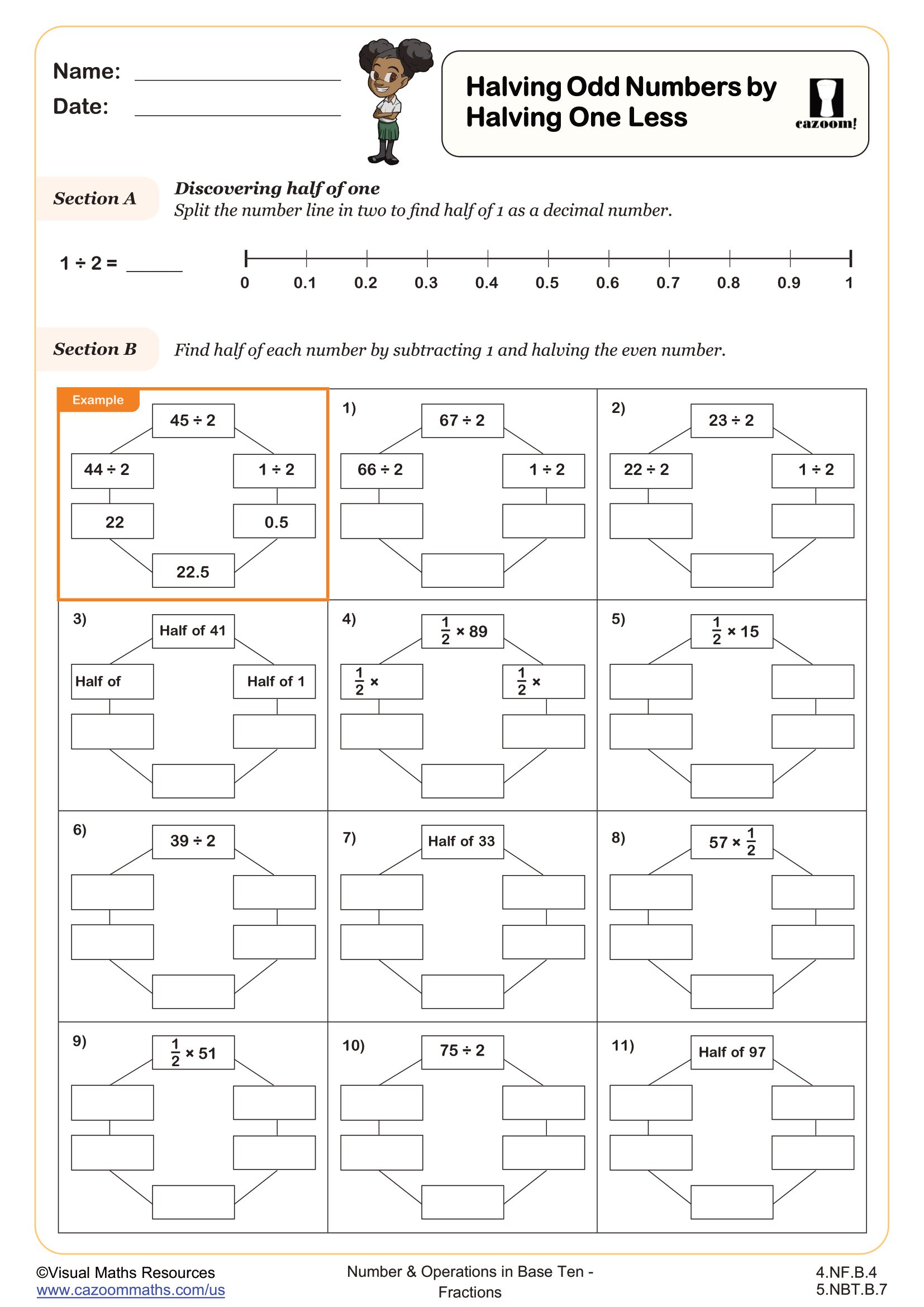 Halving Odd Numbers by Halving One Less Worksheet | Fun and Engaging ...