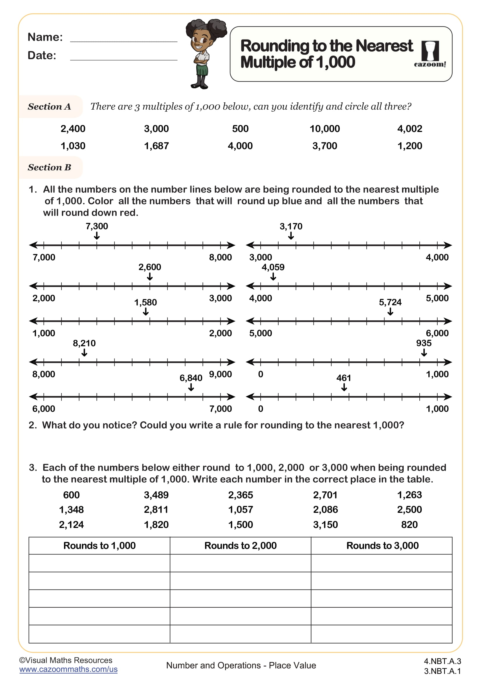 Rounding to the Nearest Multiple of 1,000 Worksheet | Fun and Engaging ...