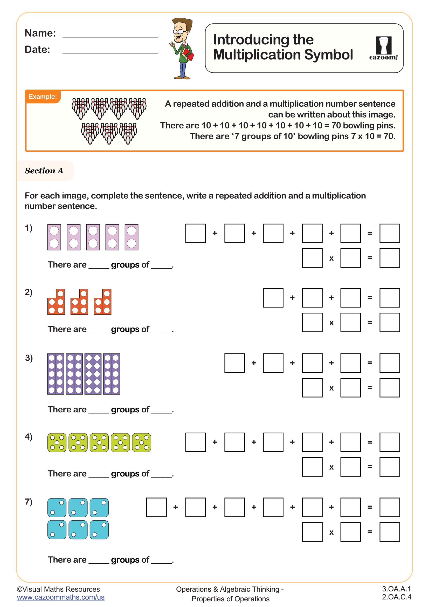 Introducing the Multiplication Symbol Worksheet | Fun and Engaging 2nd ...