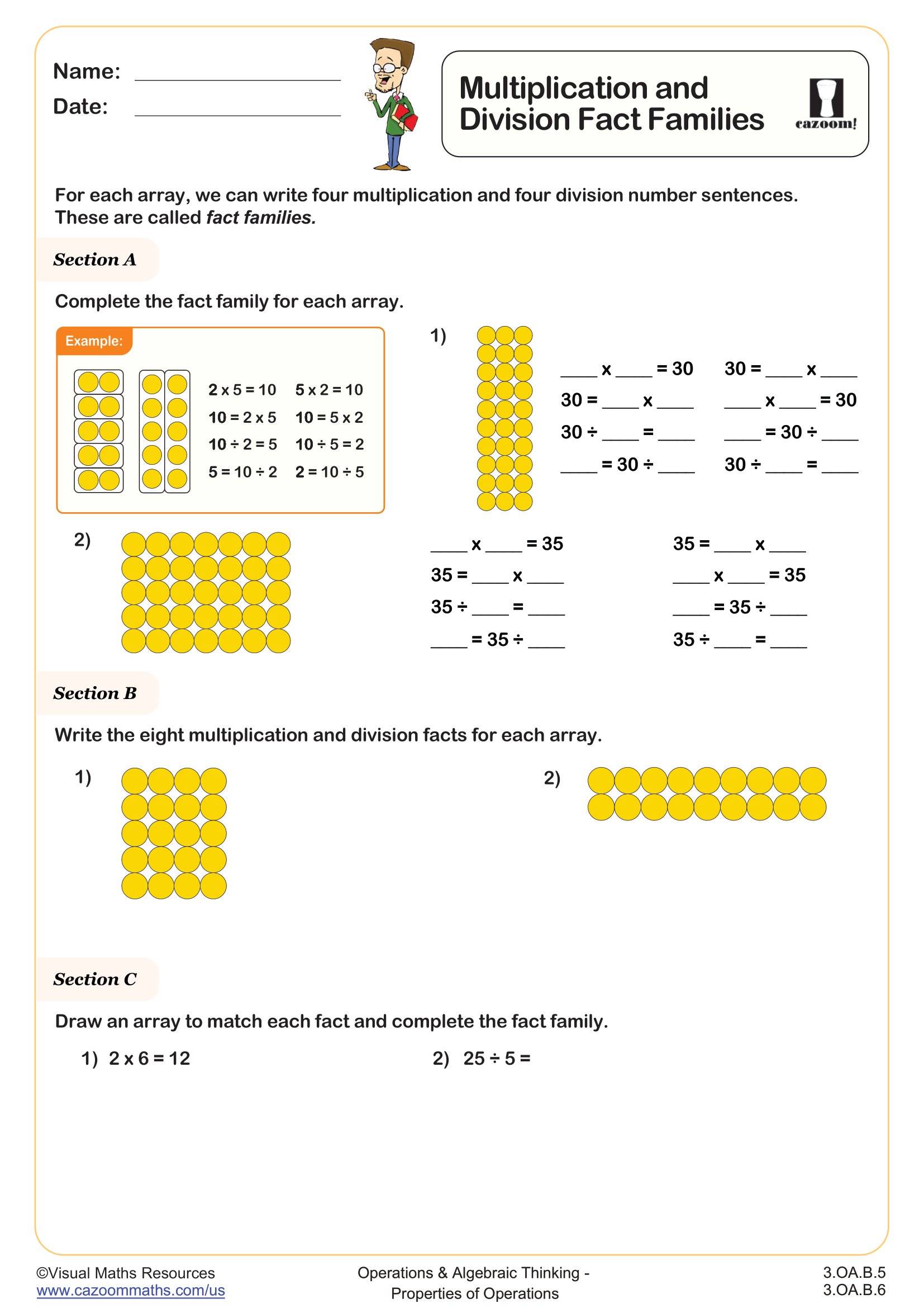 Multiplication and Division Fact Families Worksheet | Fun and Engaging ...