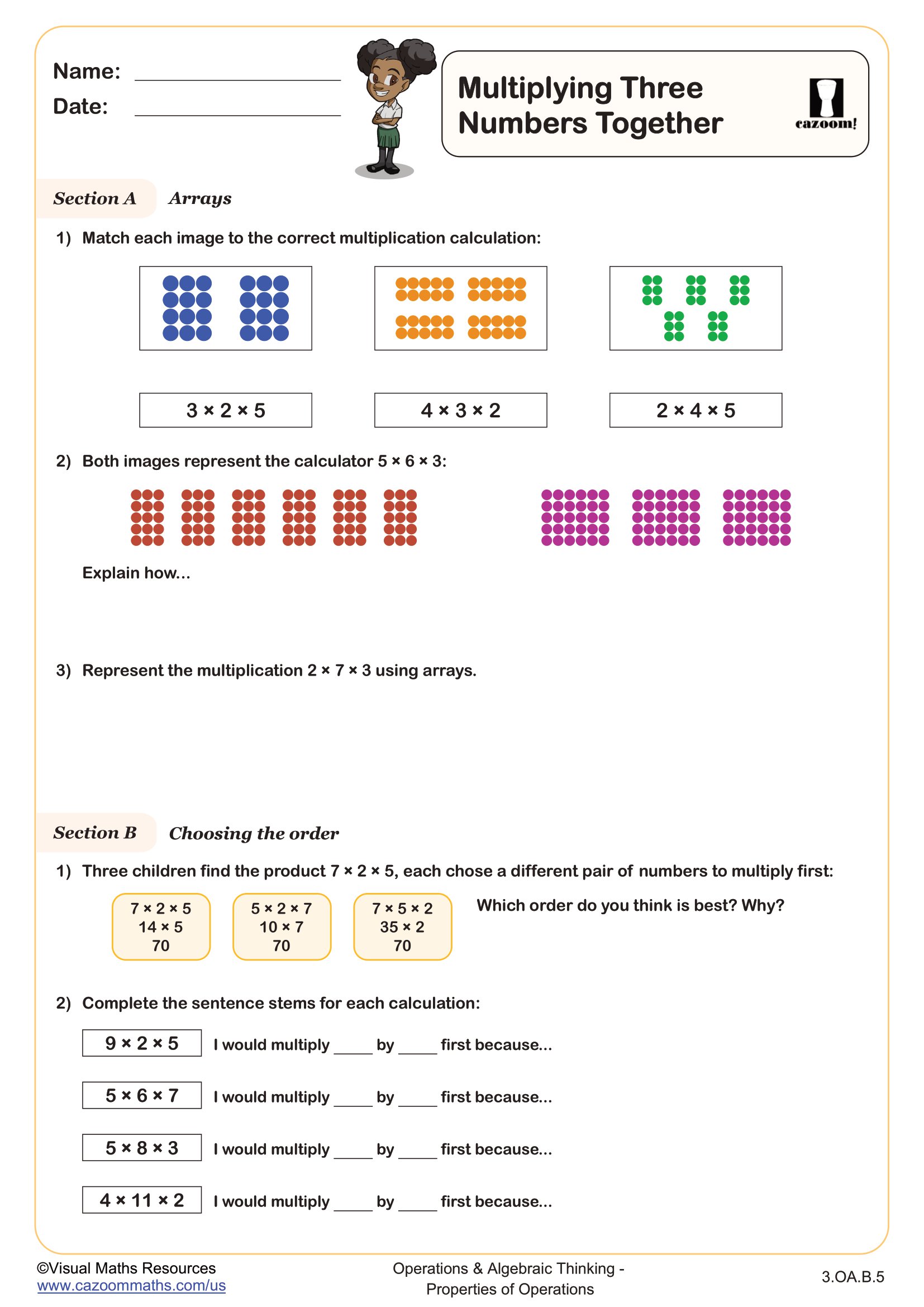 Multiplying Three Numbers Together Worksheet | Fun and Engaging 3rd ...